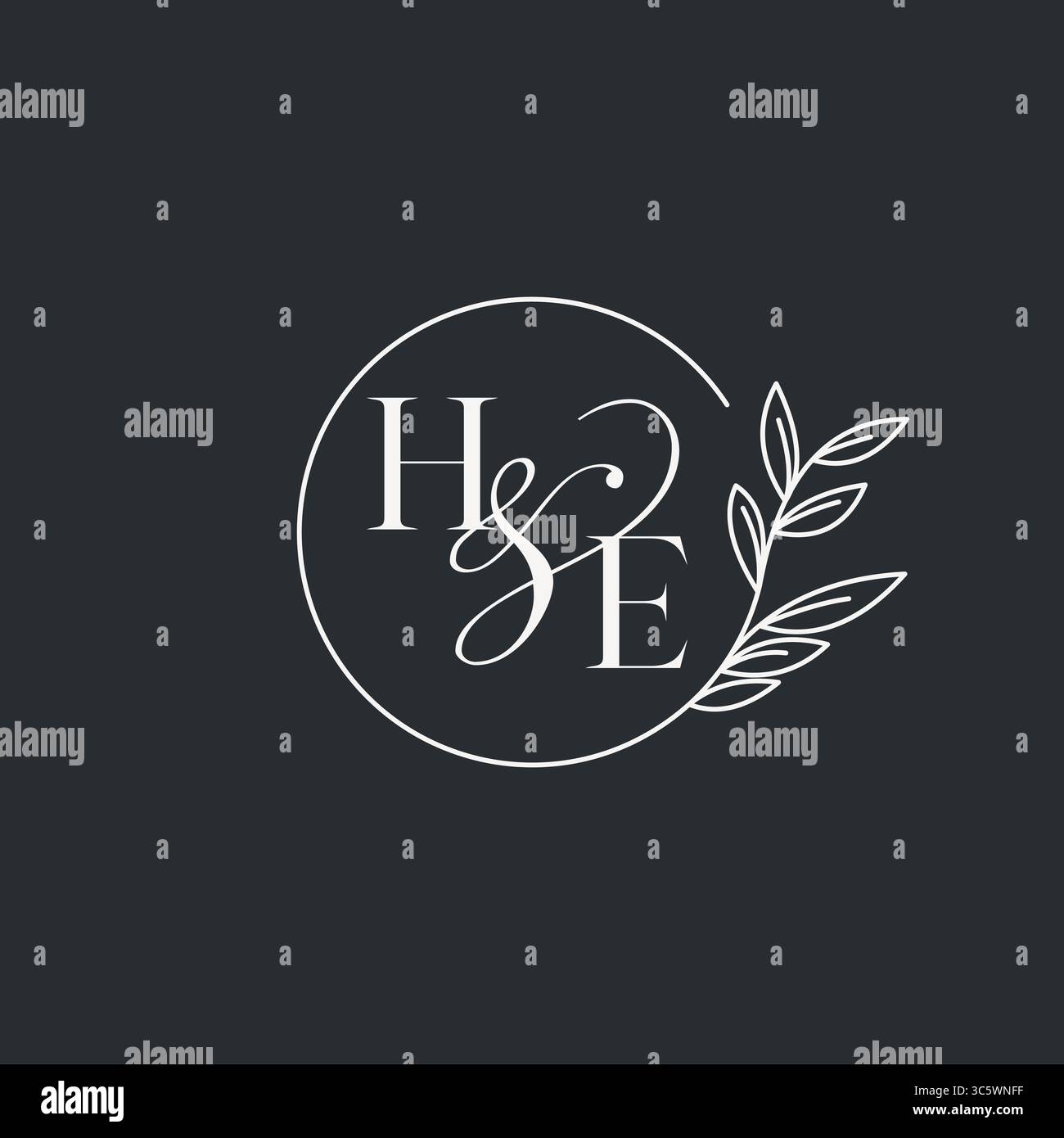 Wedding monogram initial HE design in an elegant and minimal style with ...
