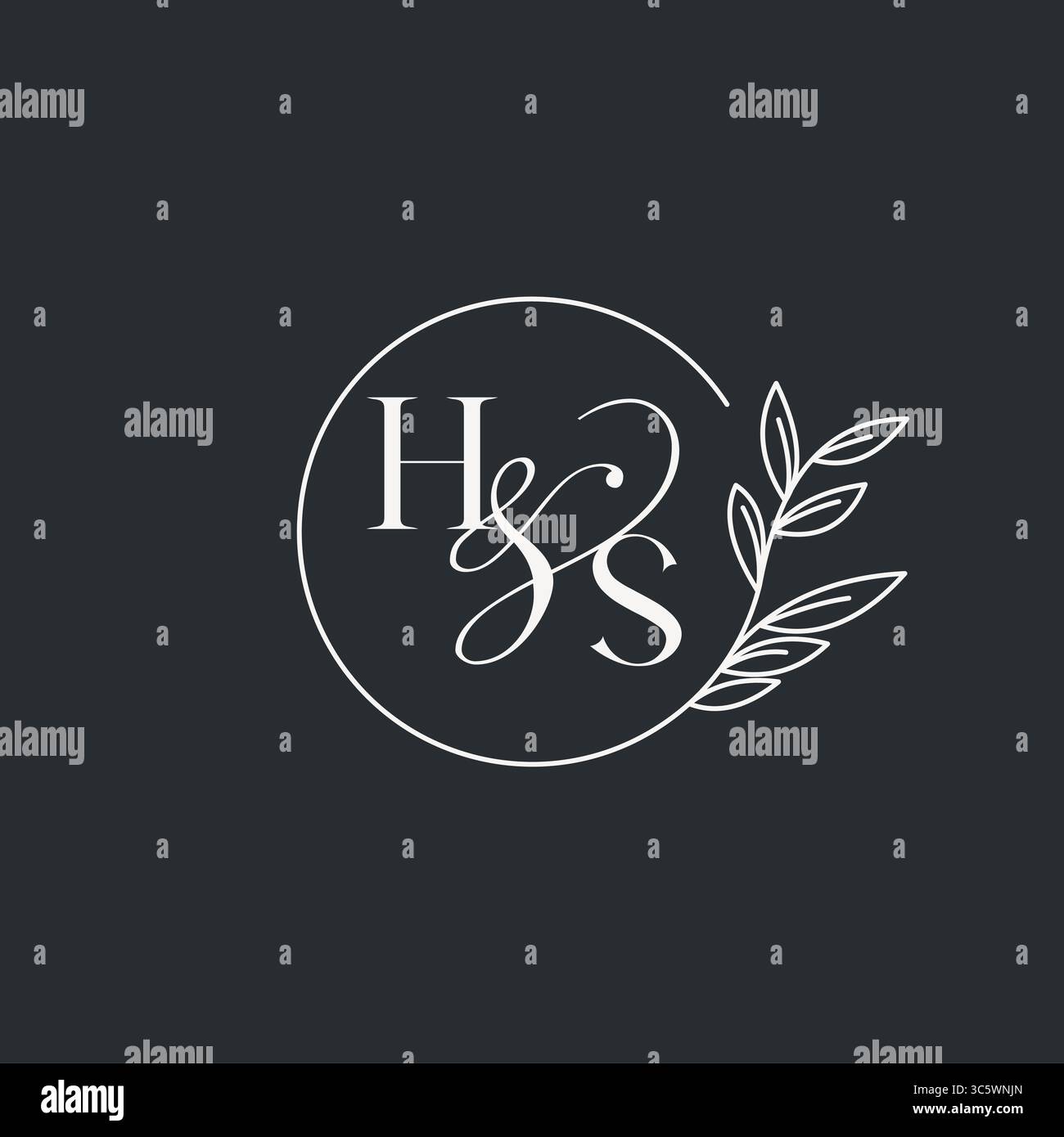 Wedding monogram initial HS design in an elegant and minimal style with ...