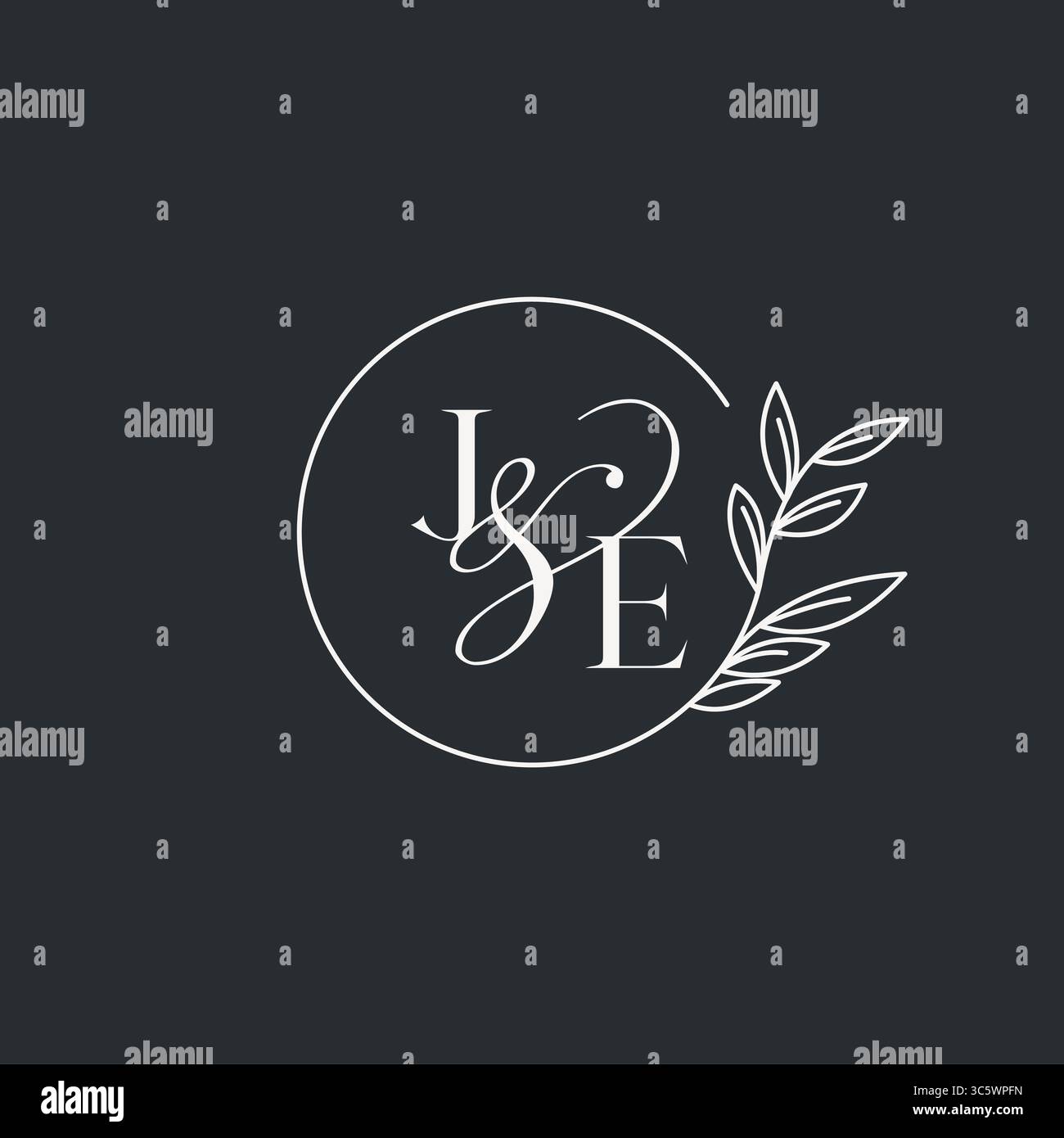 Wedding monogram initial JE design in an elegant and minimal style with ...