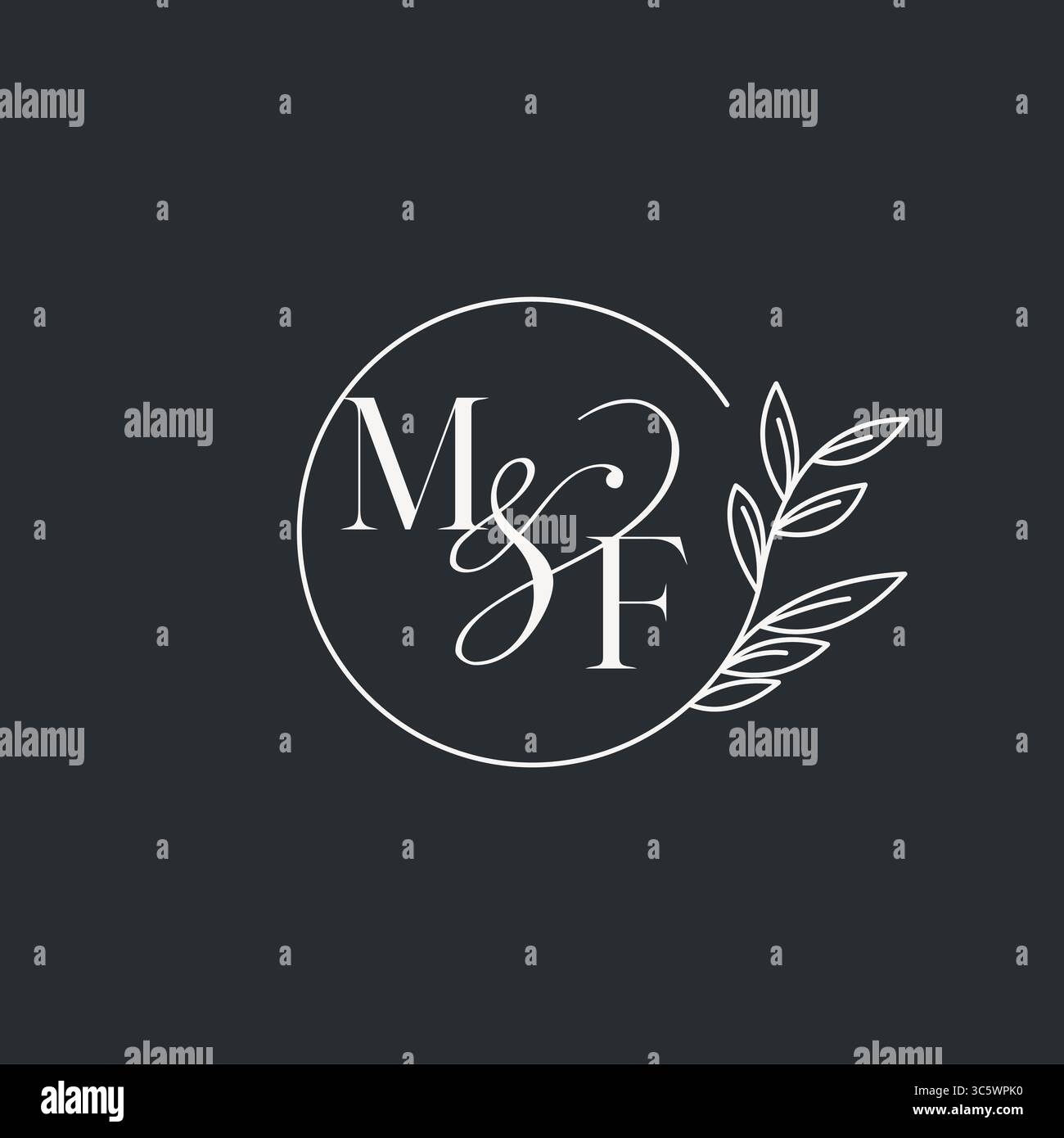 Wedding monogram initial MF design in an elegant and minimal style with ...