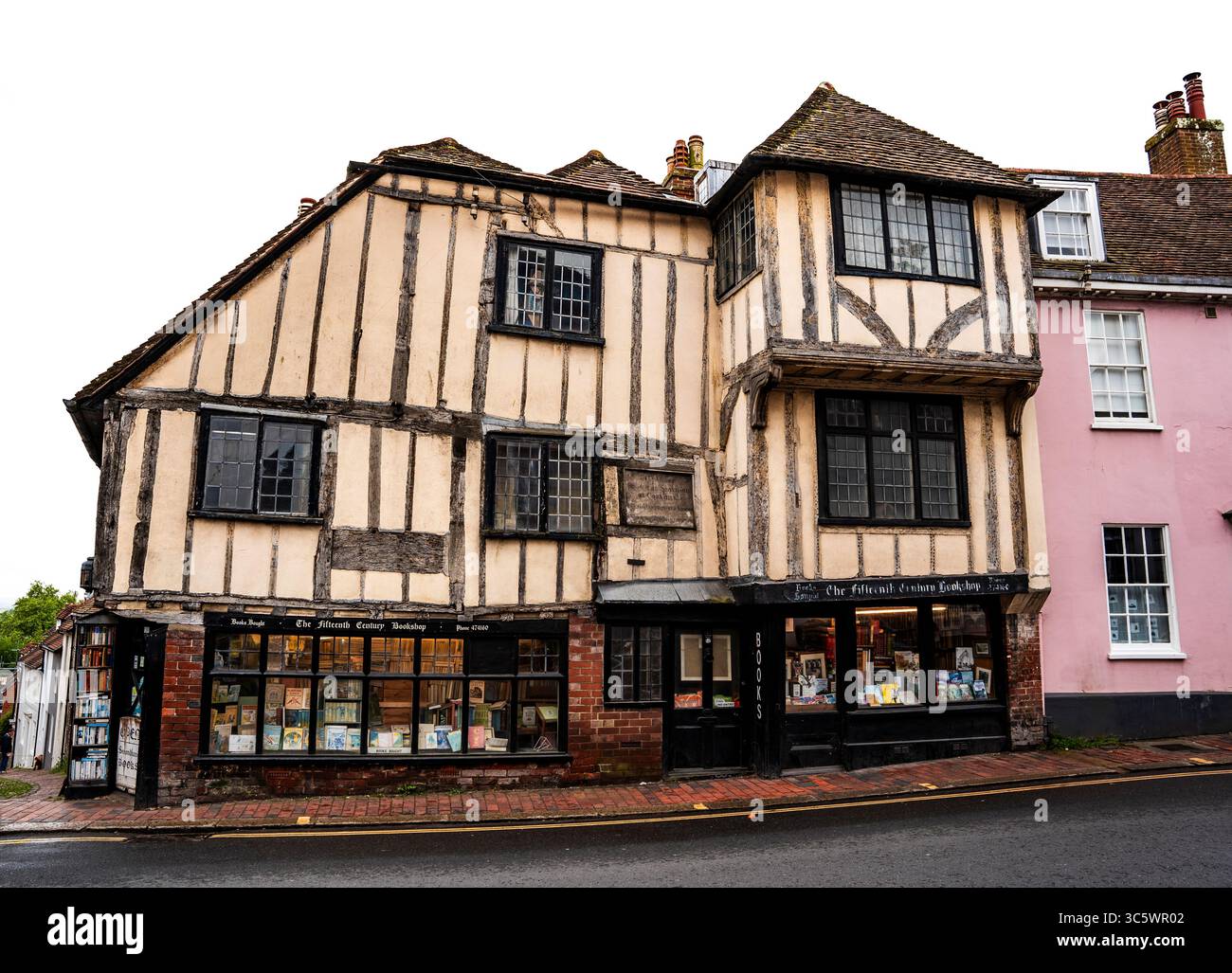 Exterior view of The Fifteenth Century Bookshop, a historic Tudor-style ...