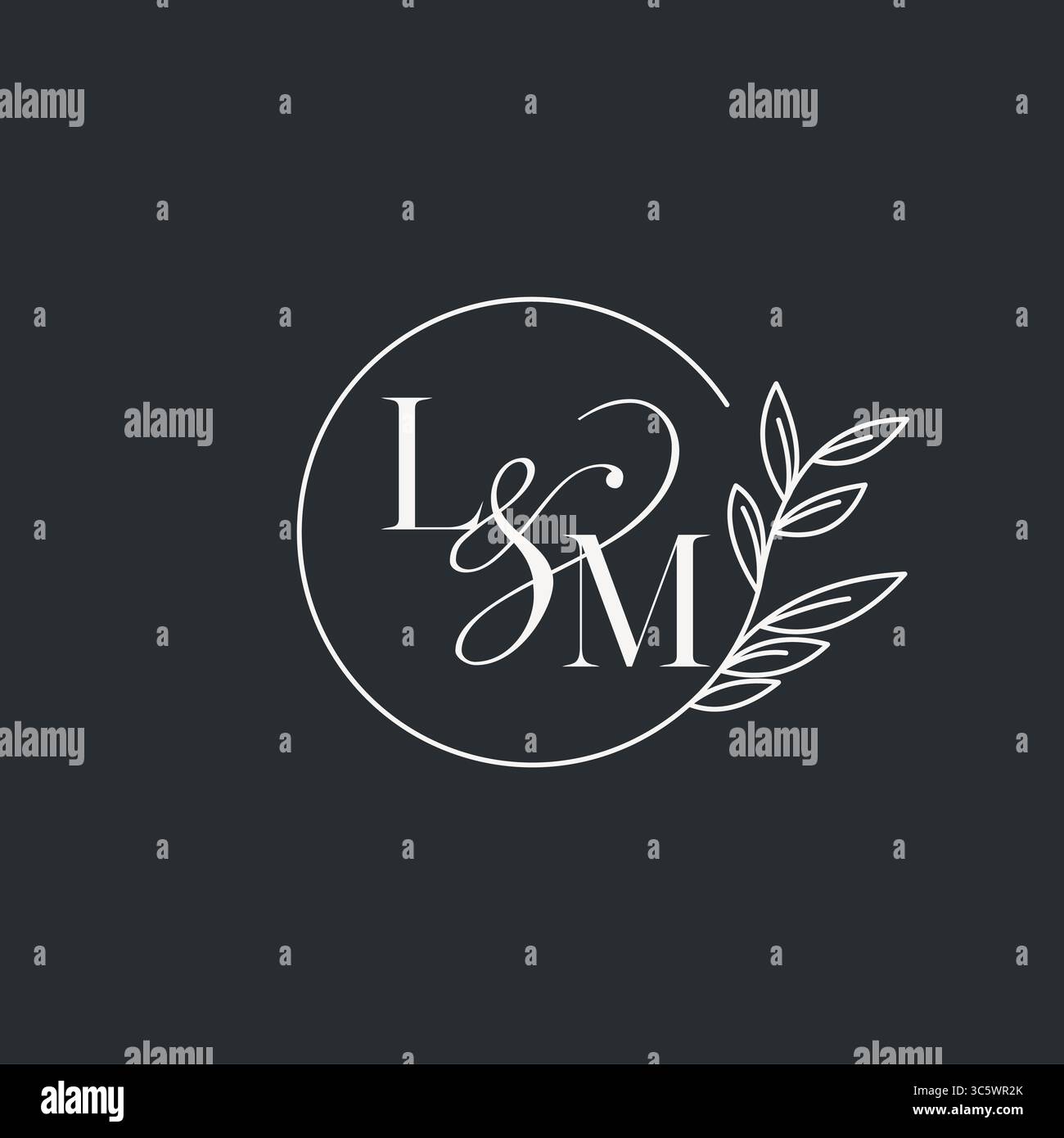 Wedding monogram initial LM design in an elegant and minimal style with ...