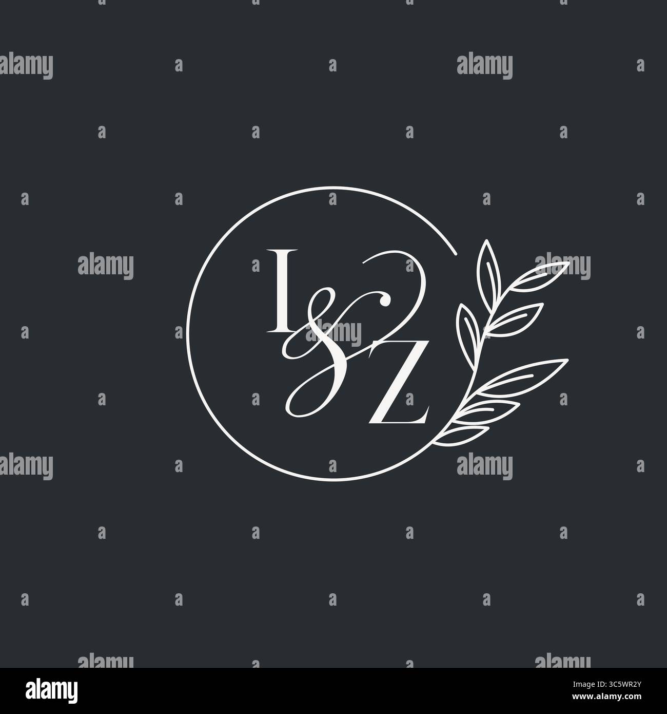Wedding monogram initial IZ design in an elegant and minimal style with ...