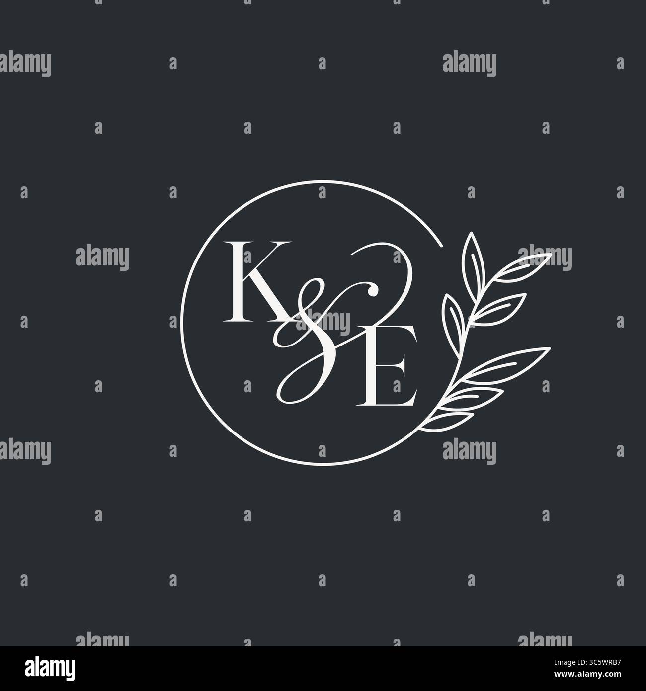 Wedding monogram initial KE design in an elegant and minimal style with ...