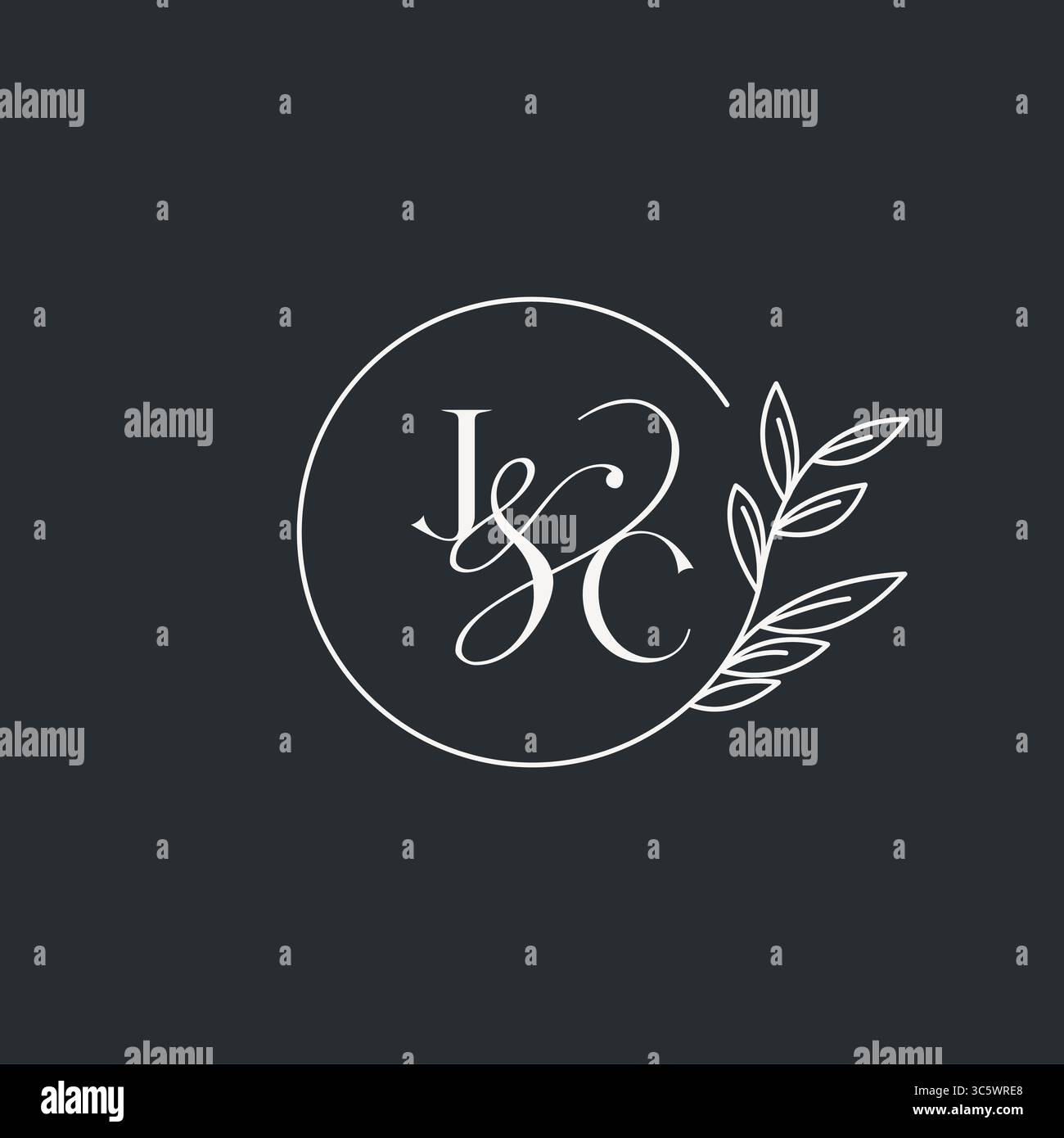 Wedding monogram initial JC design in an elegant and minimal style with ...