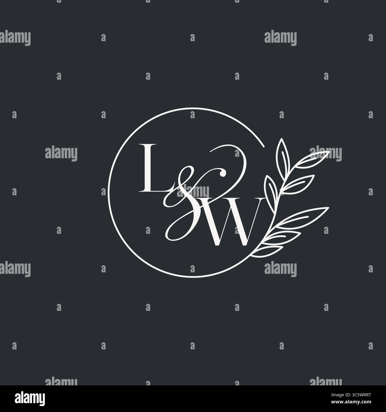 Wedding monogram initial LW design in an elegant and minimal style with ...