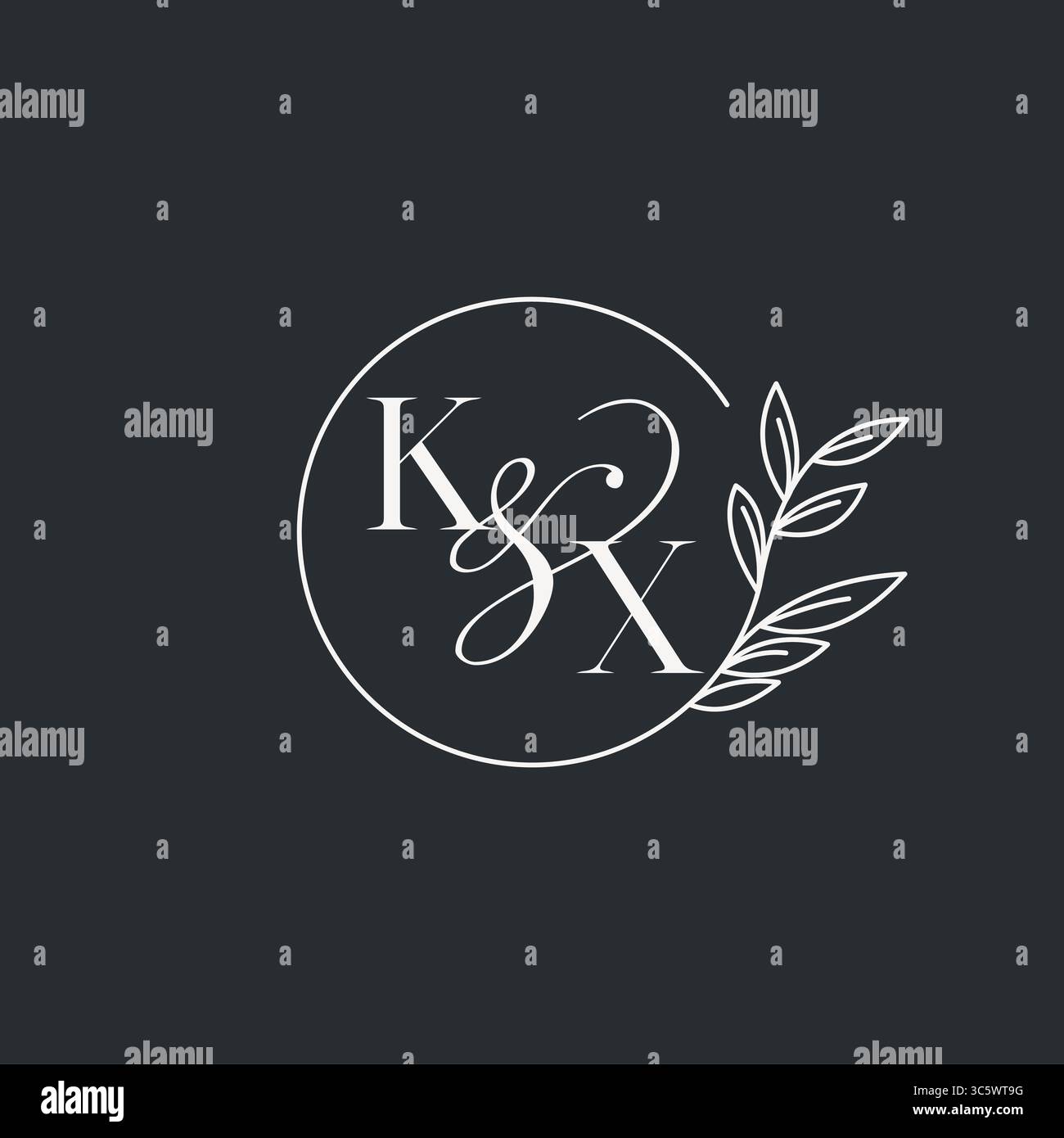 Wedding monogram initial KX design in an elegant and minimal style with ...