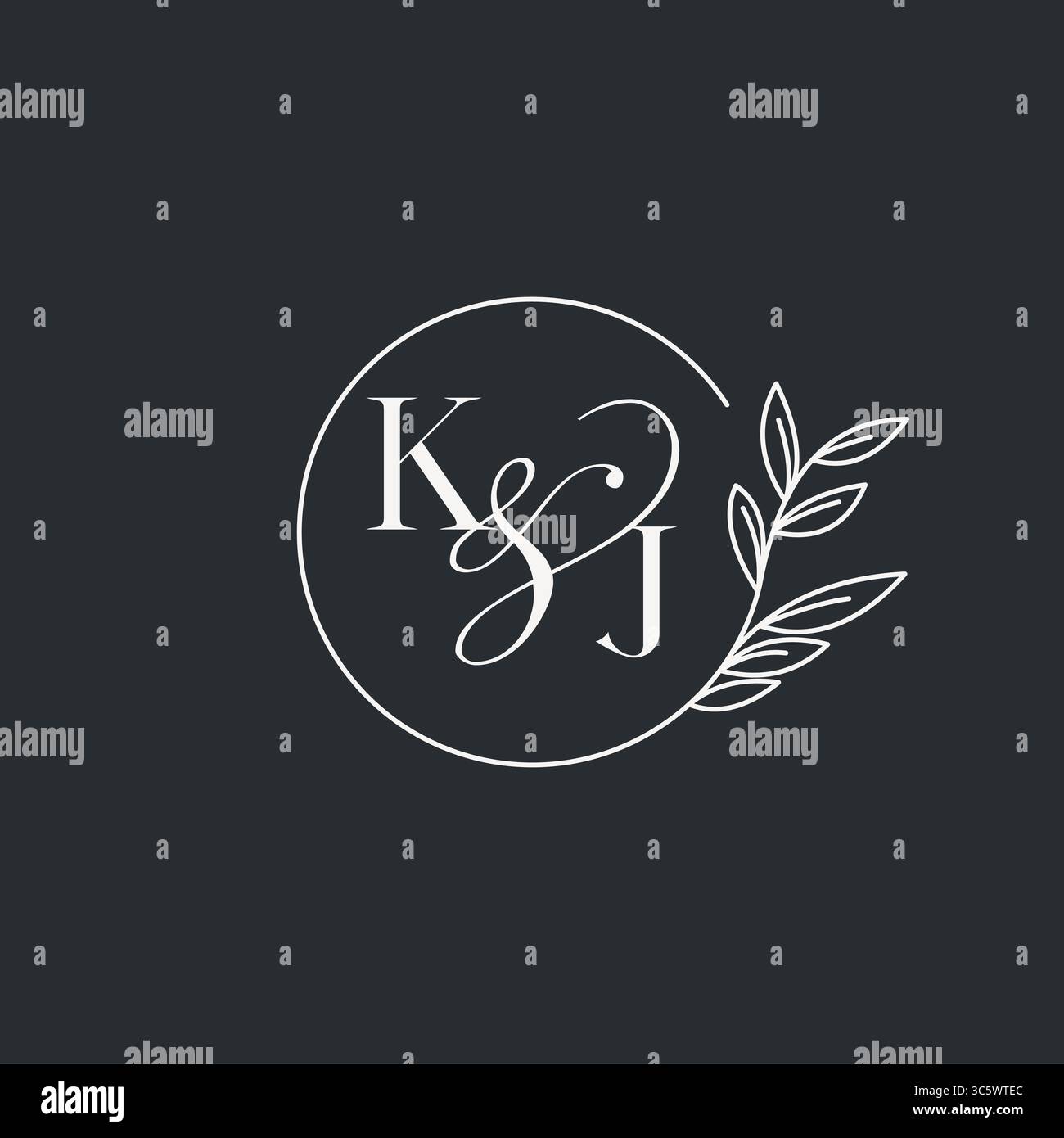 Wedding monogram initial KJ design in an elegant and minimal style with ...