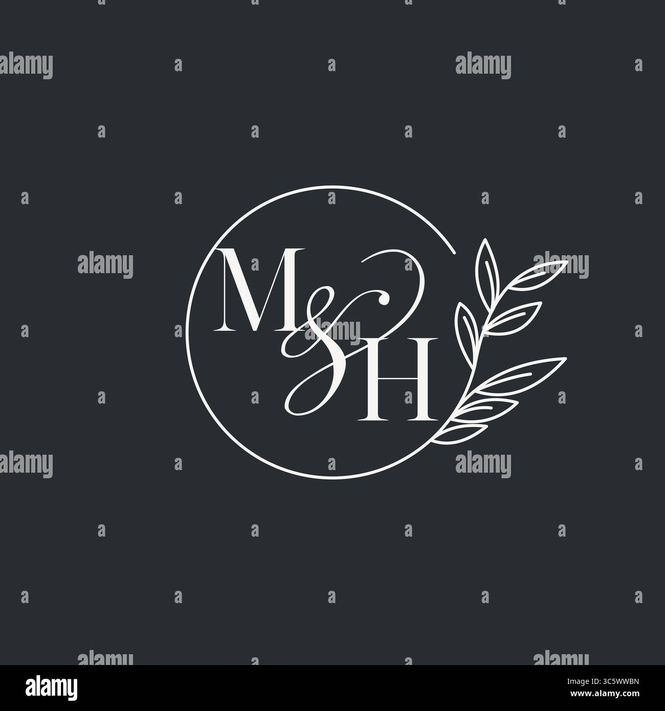 Wedding monogram initial MH design in an elegant and minimal style with ...
