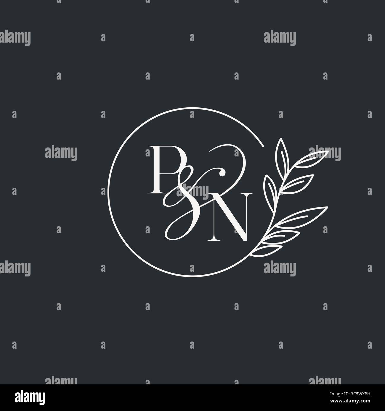 Wedding monogram initial PN design in an elegant and minimal style with ...