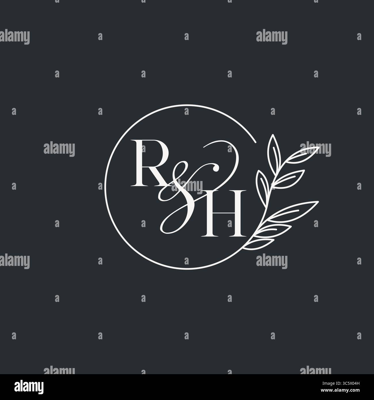 Wedding monogram initial RH design in an elegant and minimal style with ...
