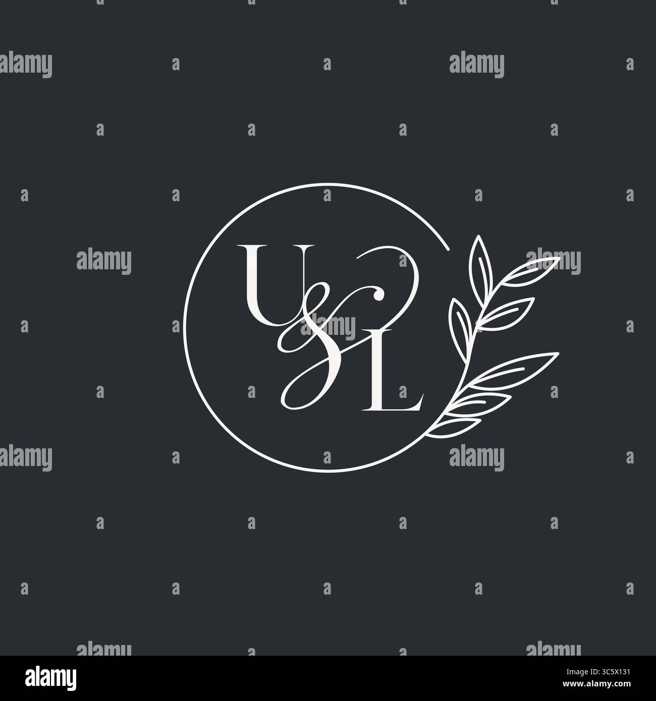 Wedding monogram initial UL design in an elegant and minimal style with ...