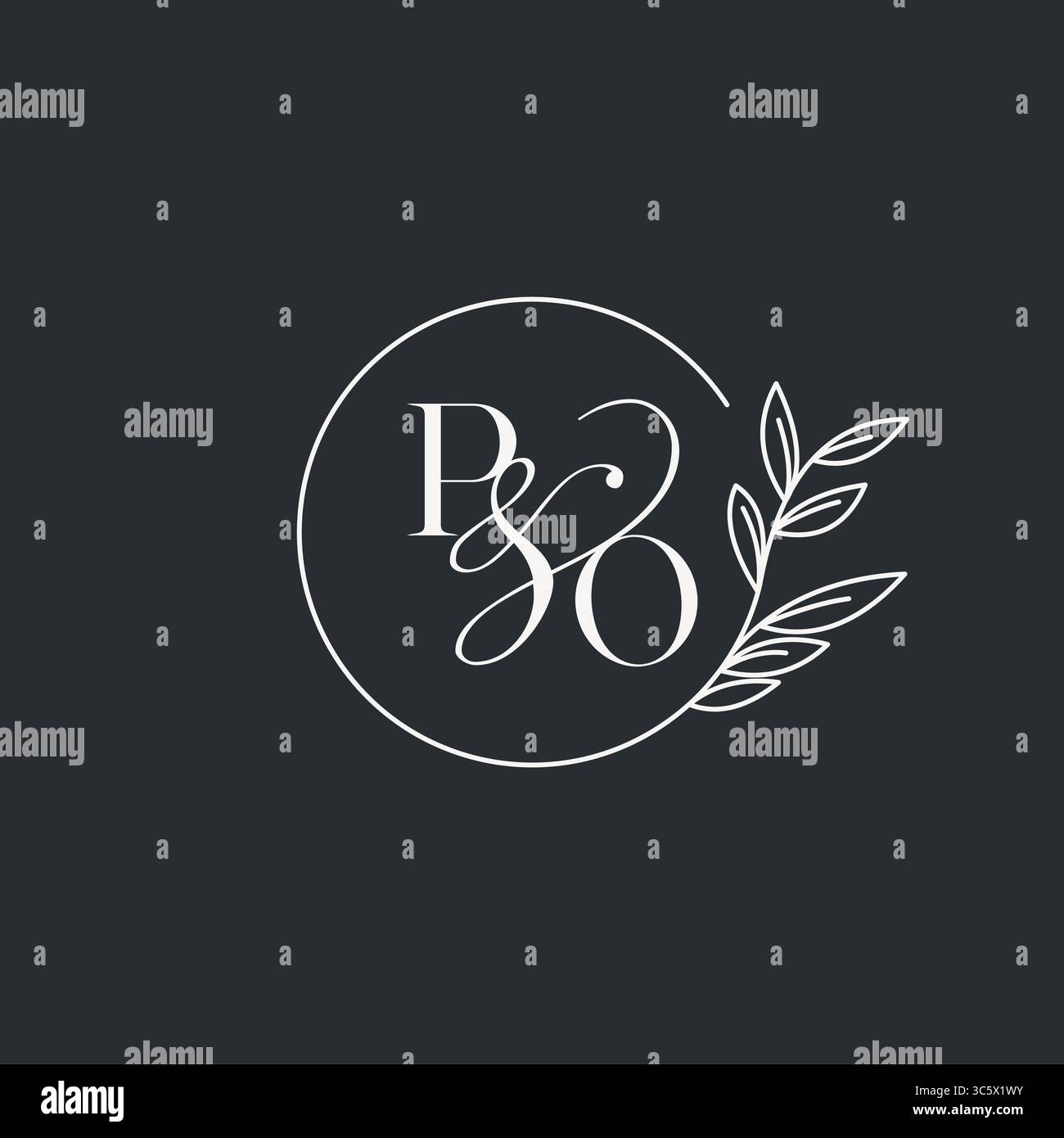 Wedding monogram initial PO design in an elegant and minimal style with ...
