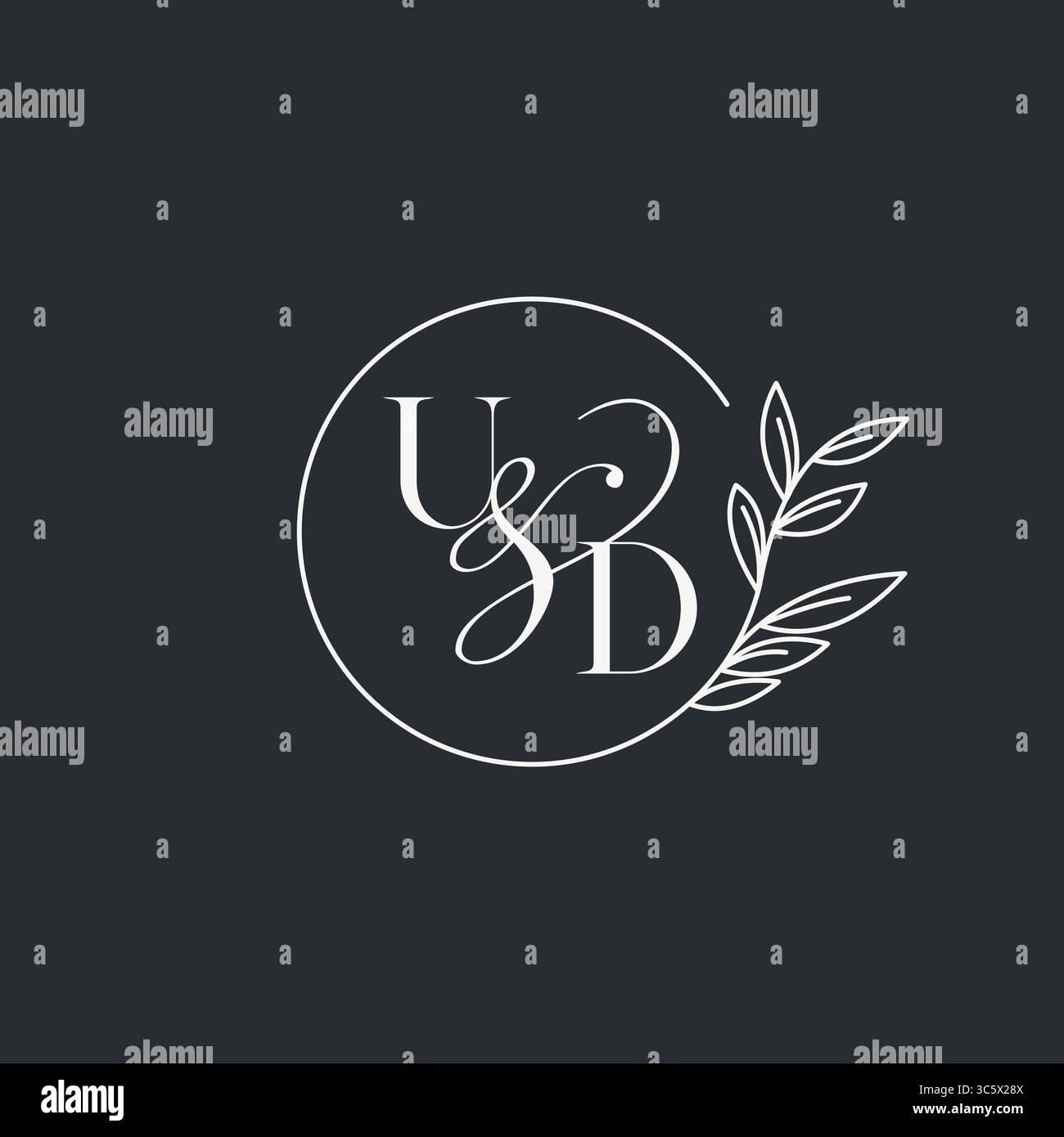 Wedding monogram initial UD design in an elegant and minimal style with ...