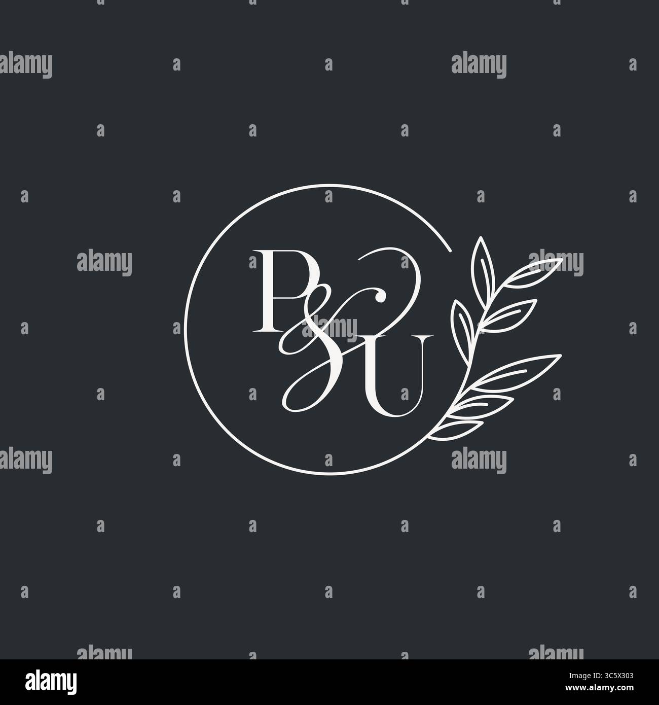 Wedding monogram initial PU design in an elegant and minimal style with ...
