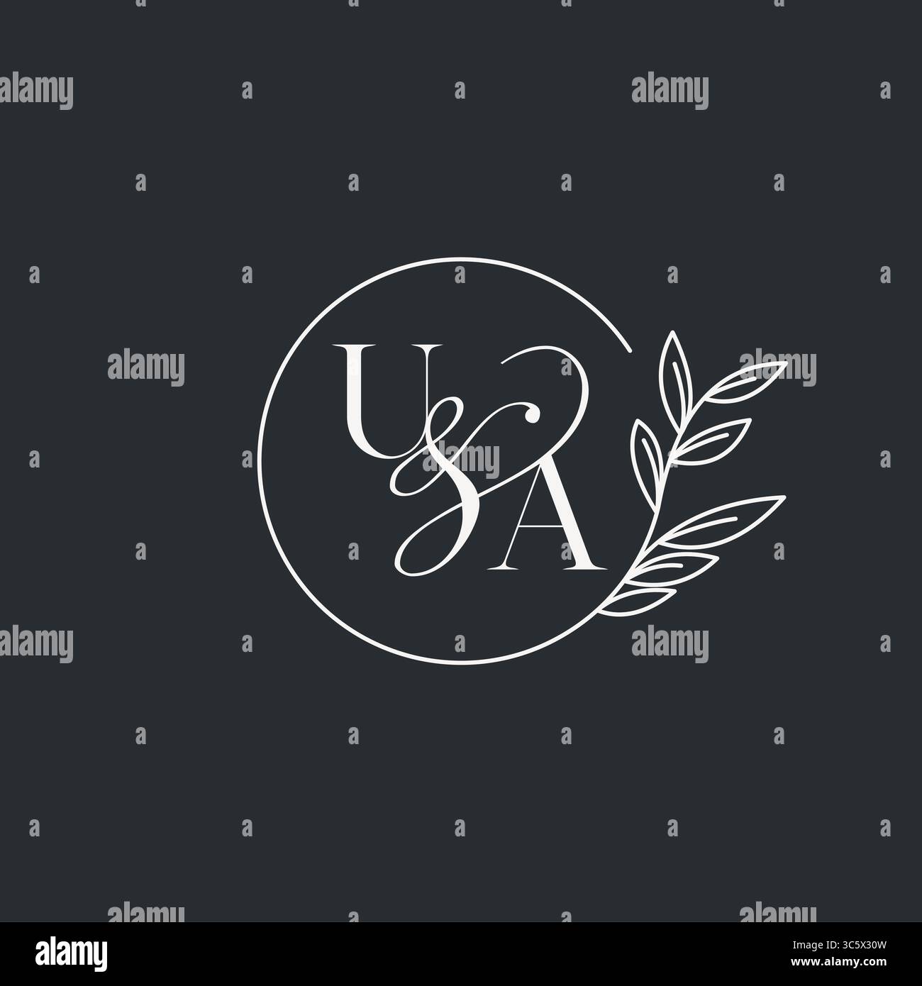 Wedding monogram initial UA design in an elegant and minimal style with ...