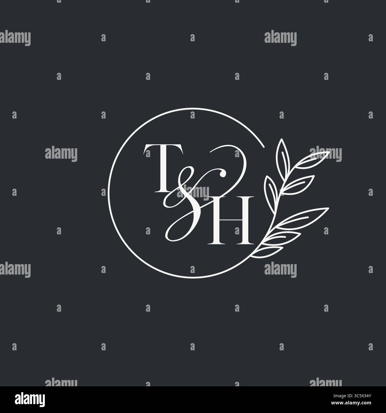 Wedding monogram initial TH design in an elegant and minimal style with ...