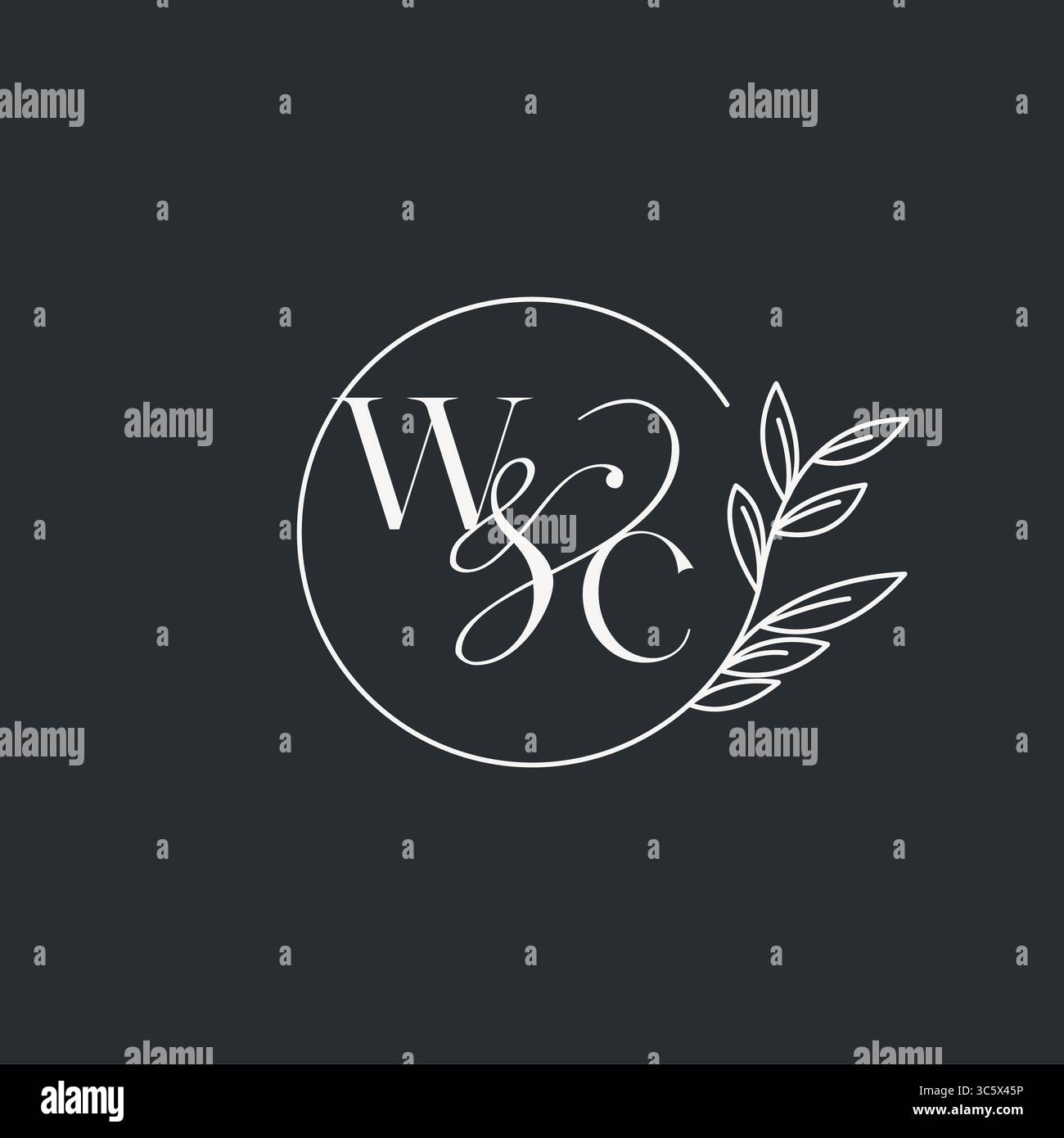 Wedding monogram initial WC design in an elegant and minimal style with ...