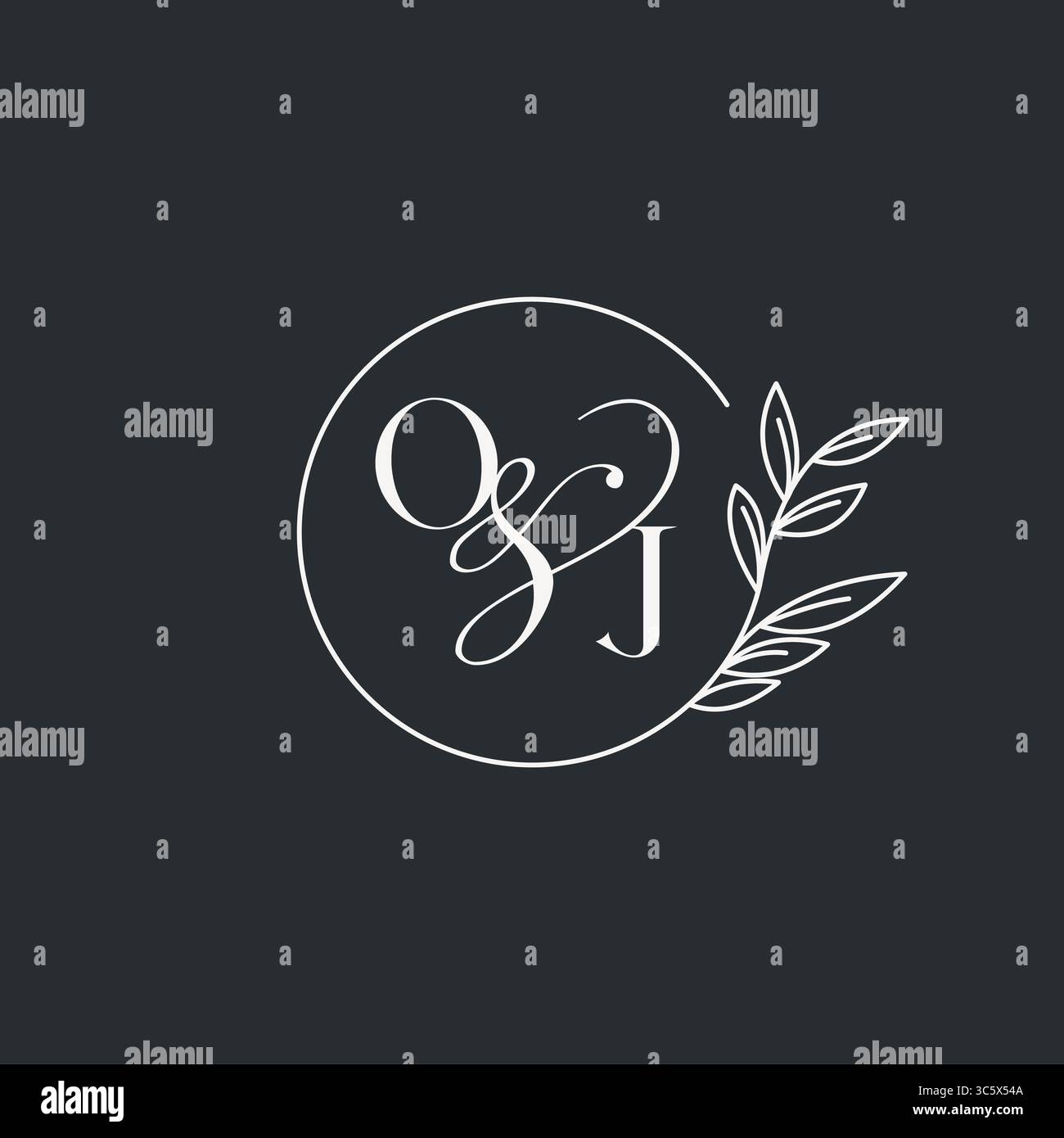 Wedding monogram initial OJ design in an elegant and minimal style with ...