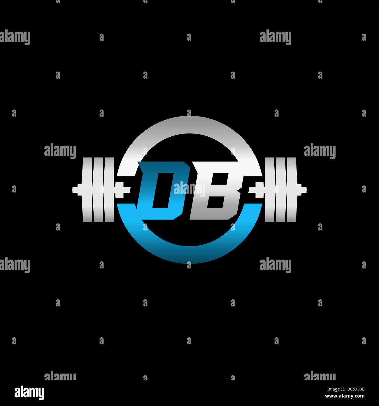 Fitness Gym Logo Initial Letter DB with Dumbbell and Circle vector ...