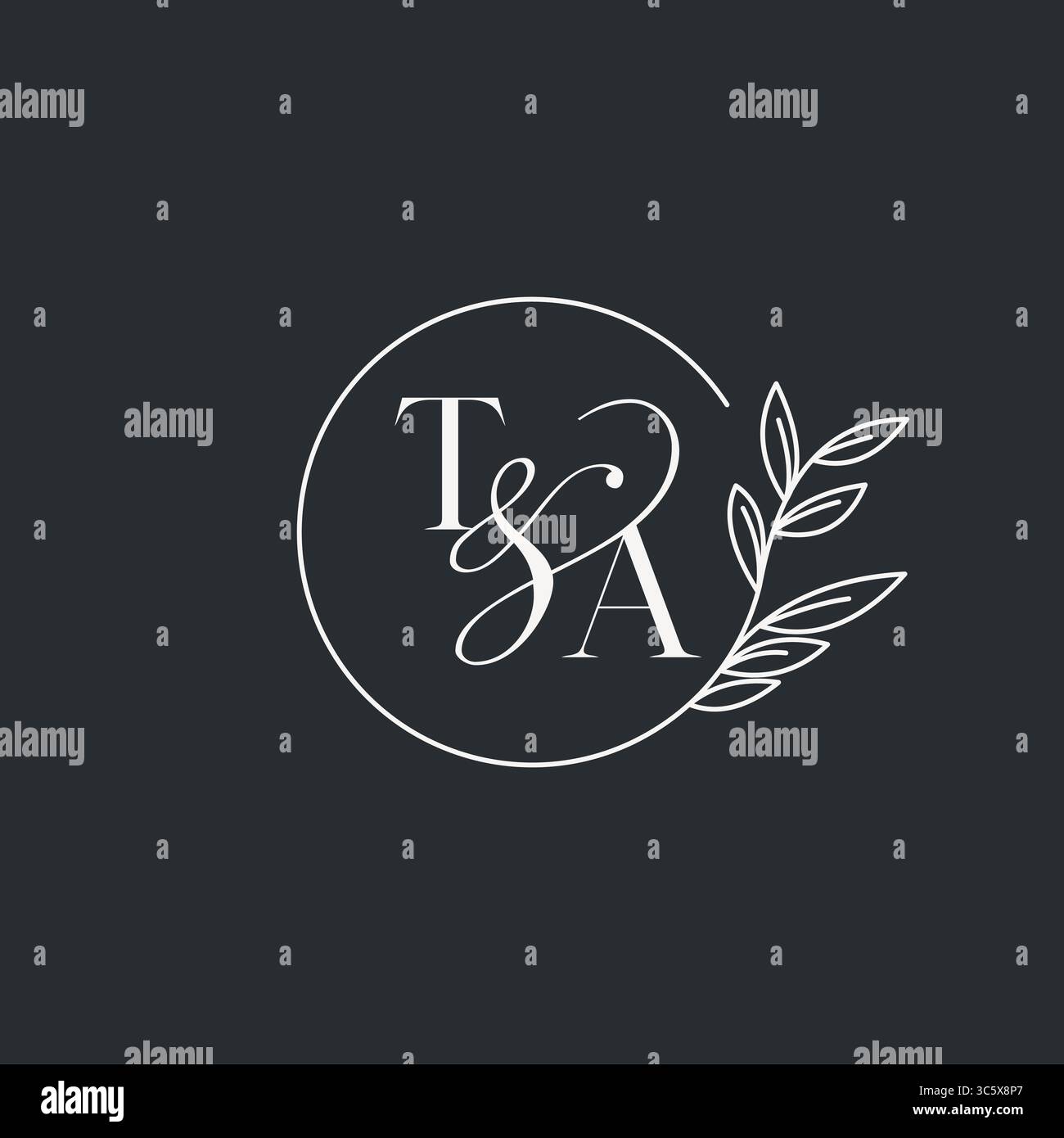 Wedding monogram initial TA design in an elegant and minimal style with ...
