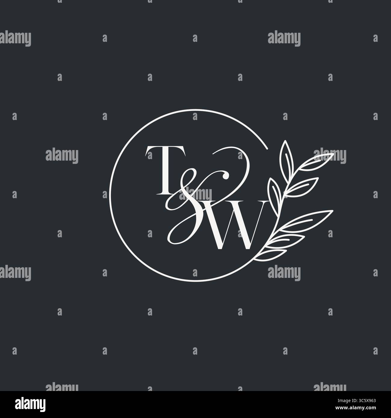 Wedding monogram initial TW design in an elegant and minimal style with ...