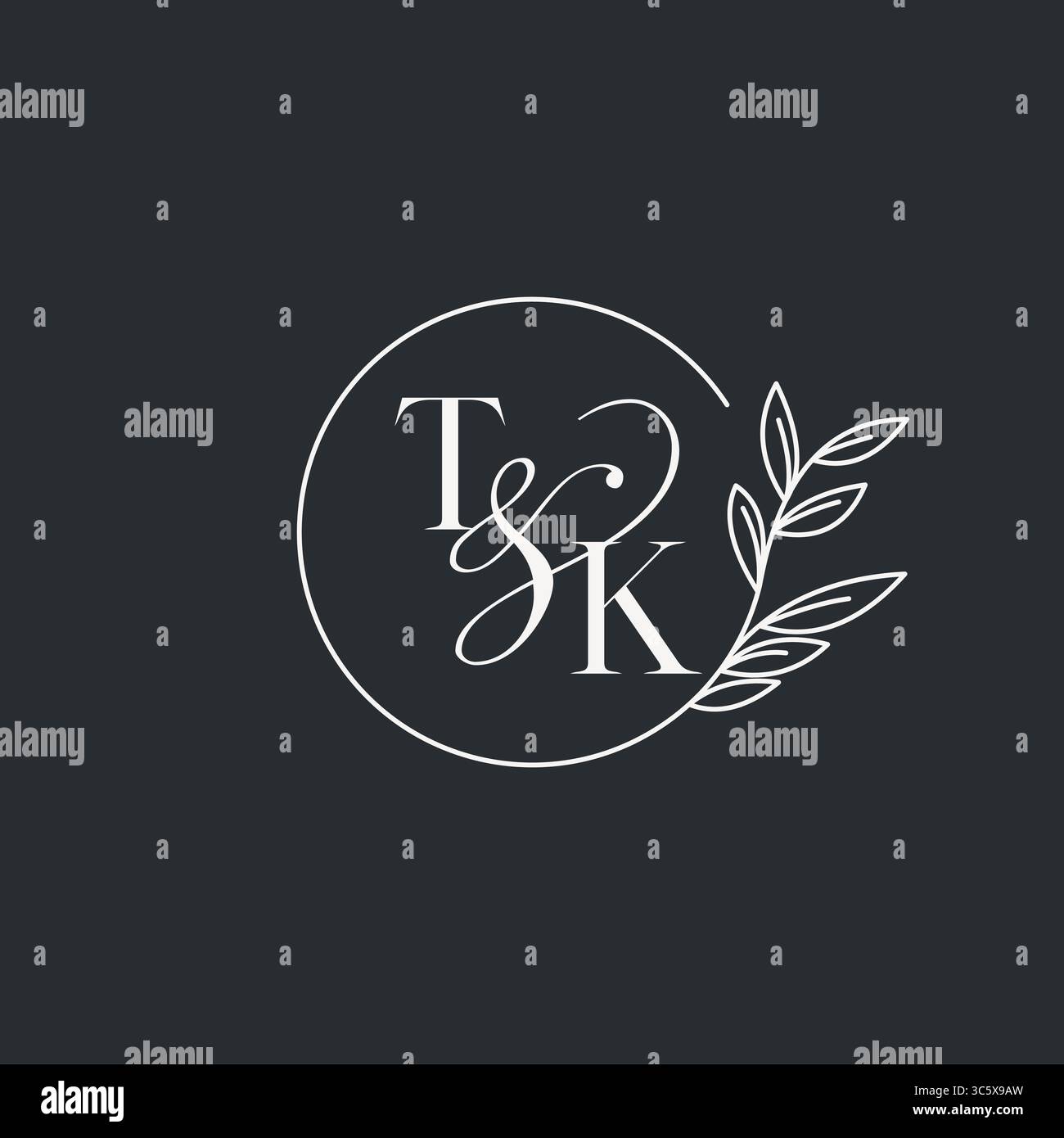 Wedding monogram initial TK design in an elegant and minimal style with ...
