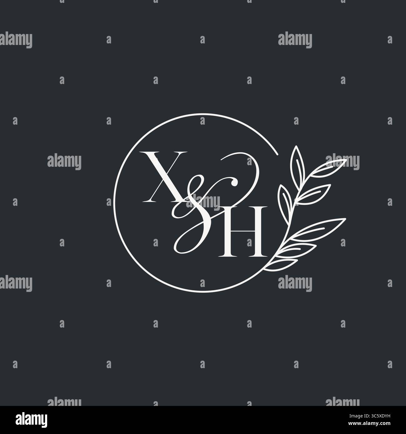 Wedding monogram initial XH design in an elegant and minimal style with ...