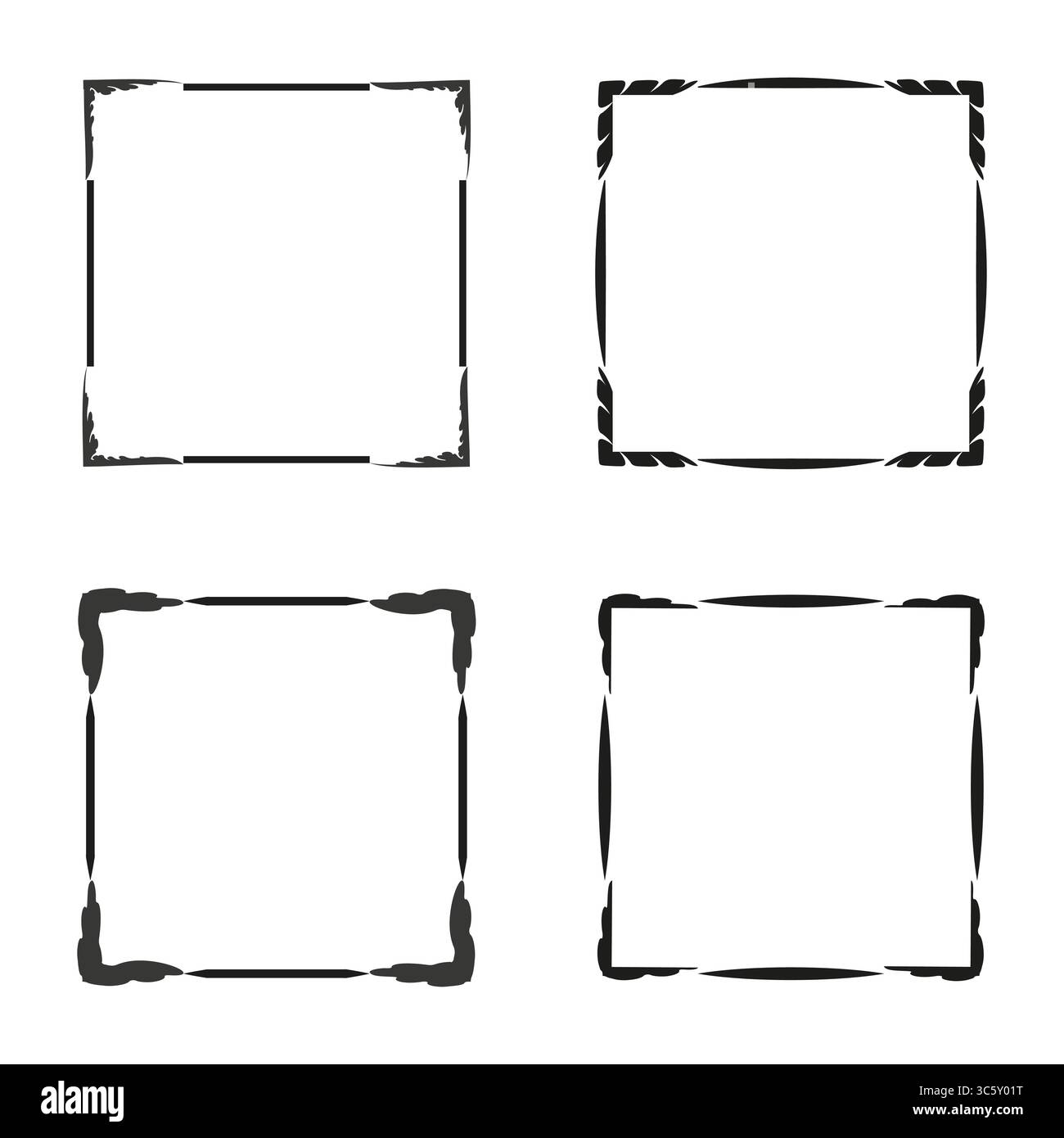 Vintage silhouette frame. Curved black corners. Classic ornamental ...
