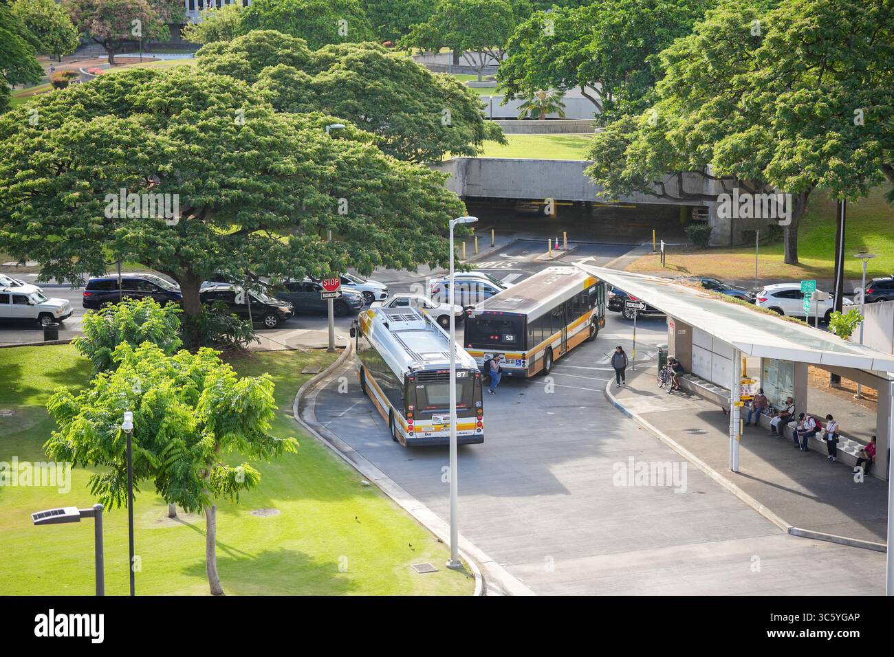 Honolulu, Hawaii, United States Alapai Transit Center as city buses ...