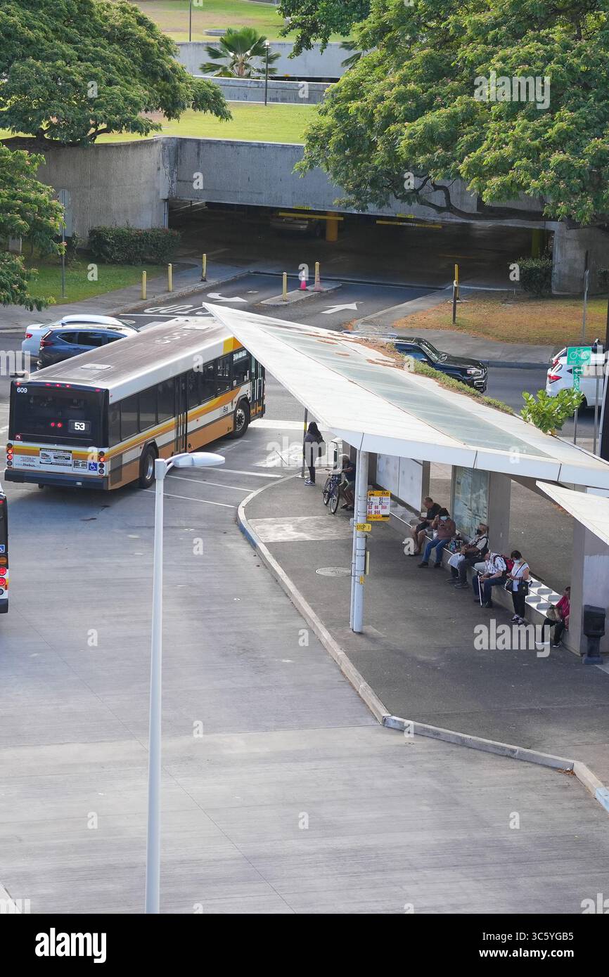 Honolulu, Hawaii, United States Alapai Transit Center as city buses ...