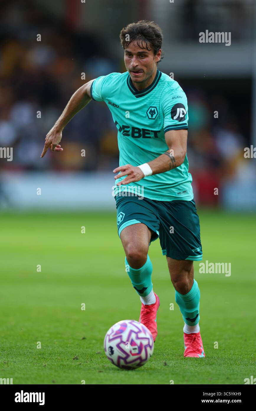 Walsall, England, 30th July 2025. Hugo Bueno of Wolverhampton Wanderers during the Wolverhampton ...