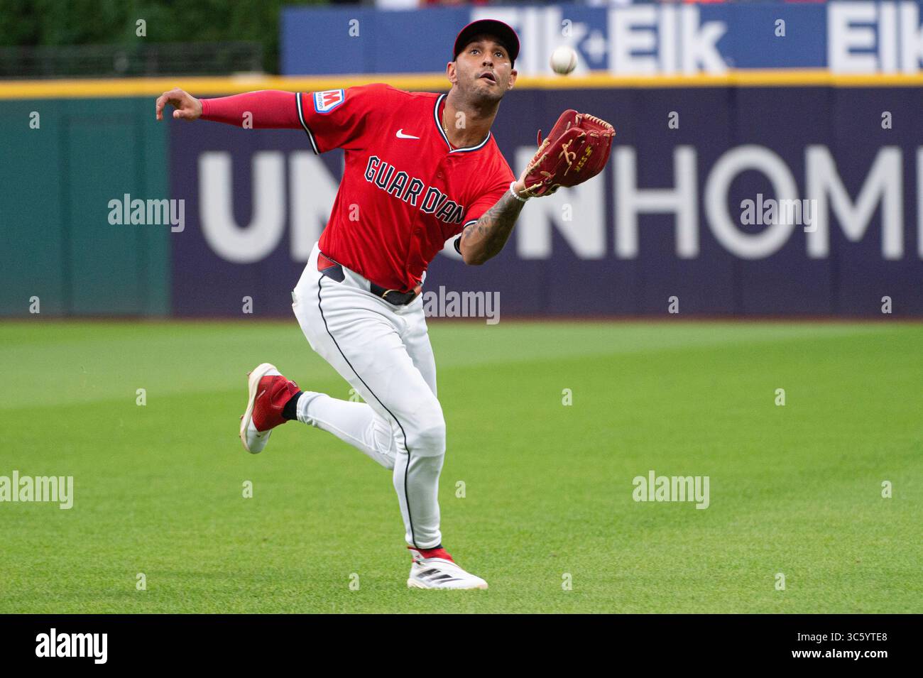 Cleveland Guardians' Brayan Rocchio catches a pop fly by Colorado ...