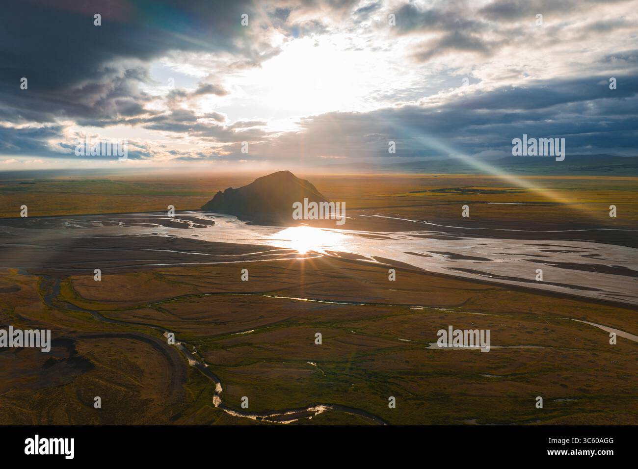 Aerial View of Icelandic Landscape with Rock Formation and Rivers Stock ...