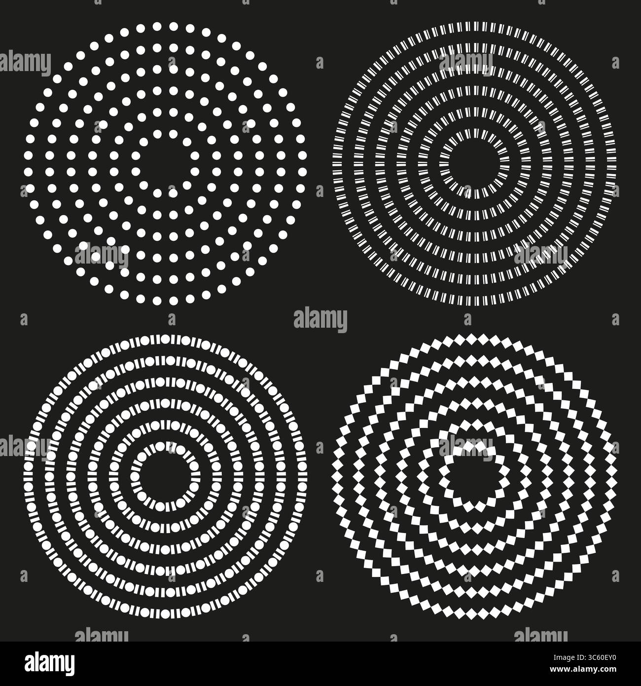 Concentric circle patterns. Digital texture Vector. Optical art ...
