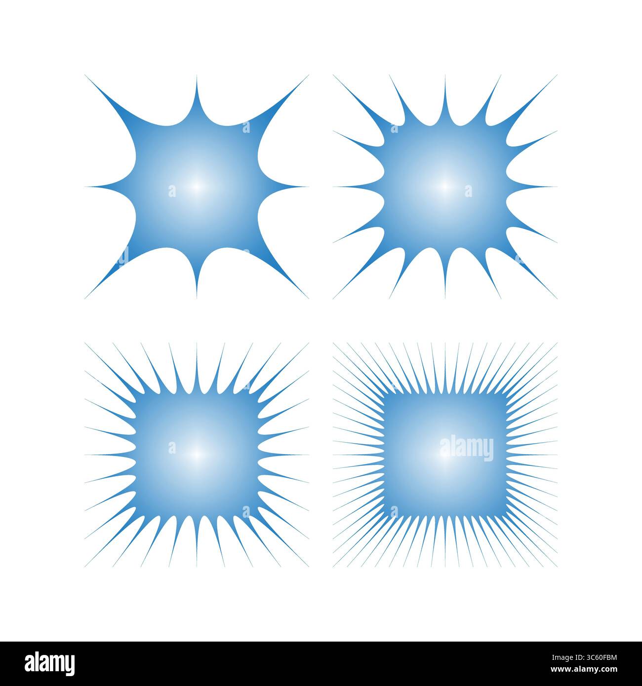 Radial burst shapes. Blue explosion forms. Sparkling effect Vector ...