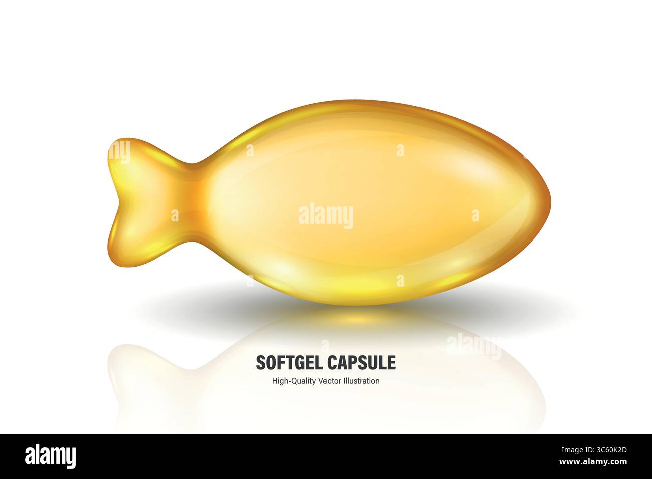 Vector 3d Realistic Softgel Capsule, Isolated. Realistic Fish-Shaped ...