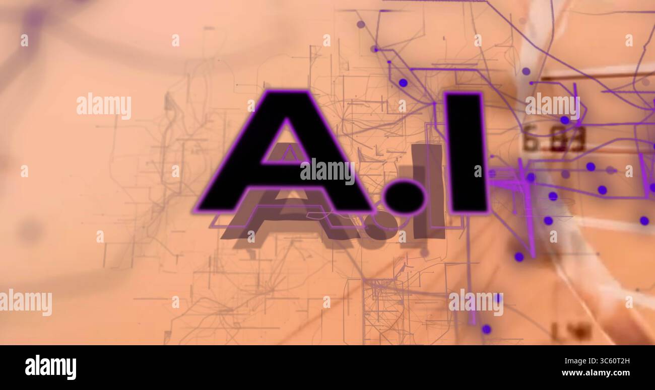 Showing bold AI letters outlined in digital UI, revealing schematic ...