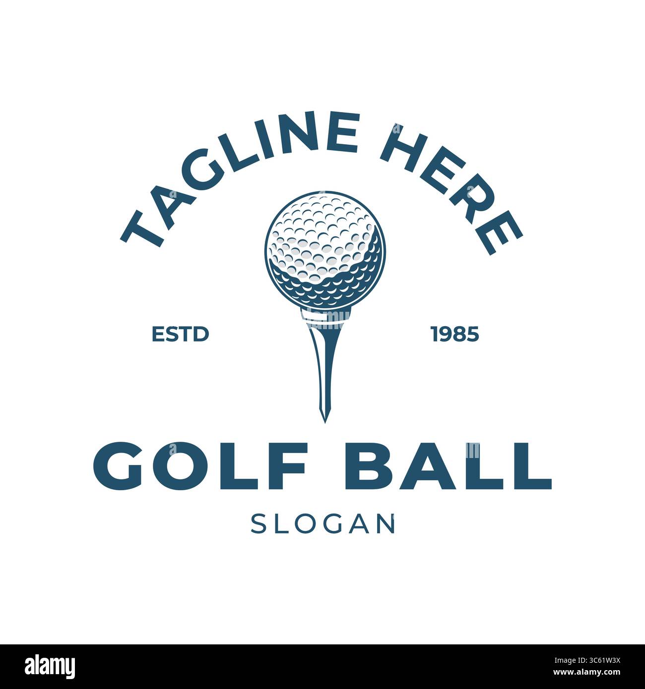 Vintage Golf Ball Logo with Tee Classic Retro Emblem Design for Golf ...