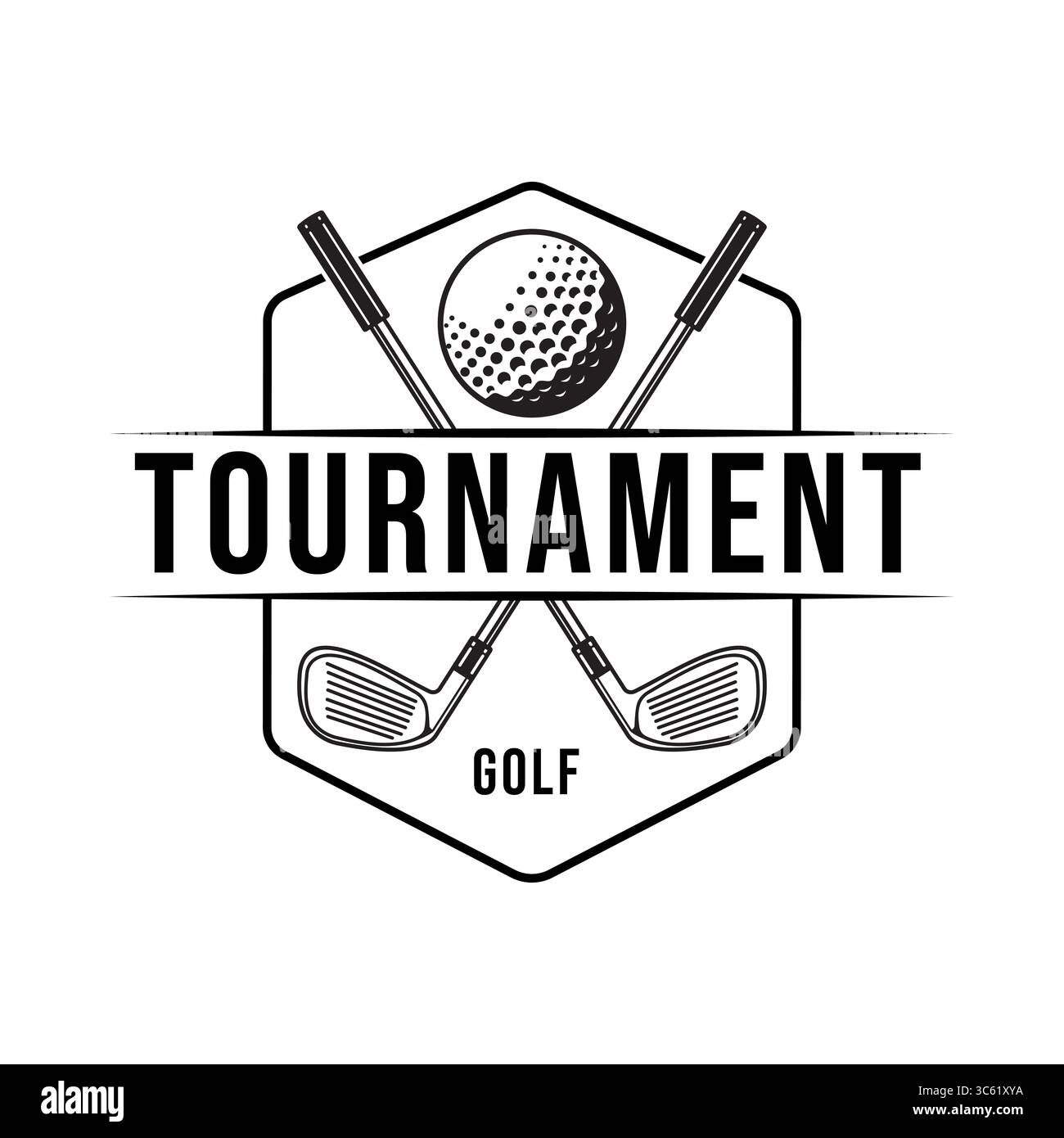 Vintage Golf Tournament Logo Retro Shield Emblem with Crossed Clubs and ...