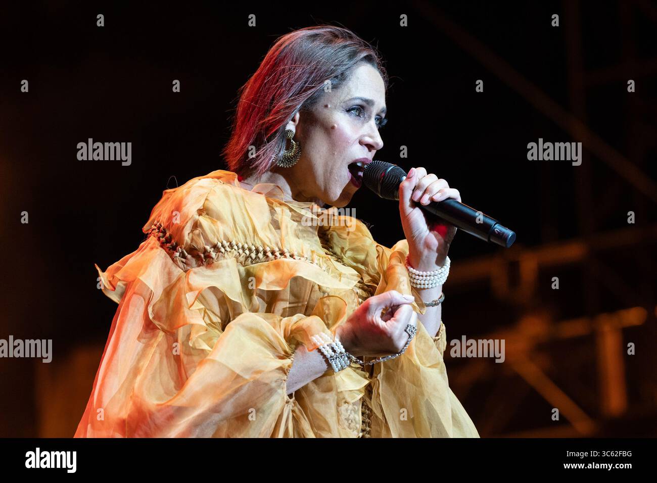 China Forbes performs with Pink Martini band on stage on Rooftop at ...