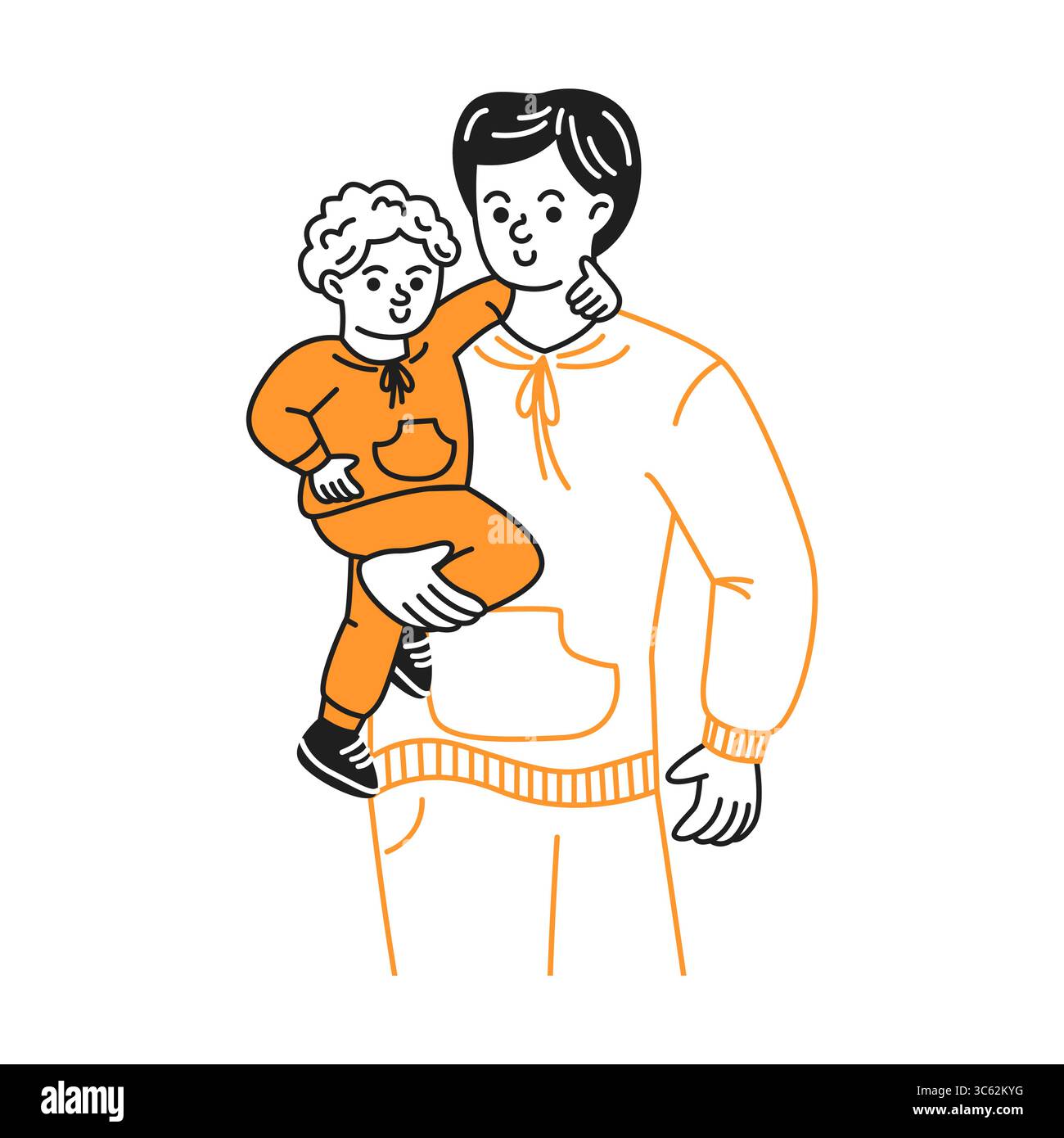 Doodle illustration. Minimalist line drawing of a smiling parent ...