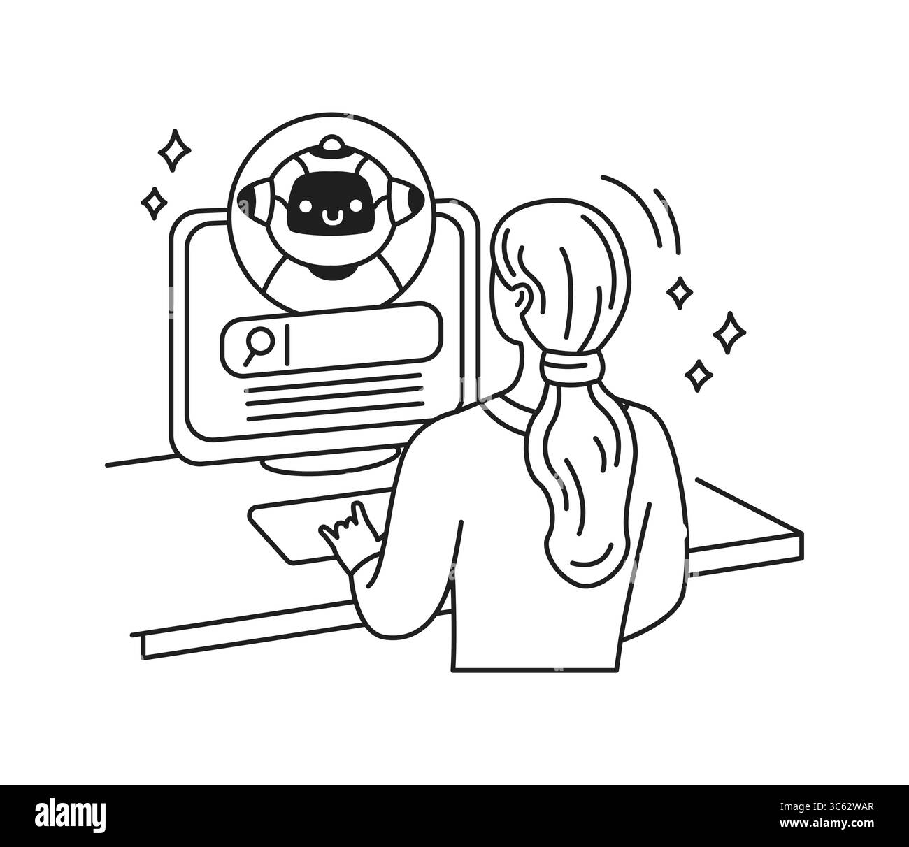 Line icon computer displaying Black and White Stock Photos & Images - Alamy