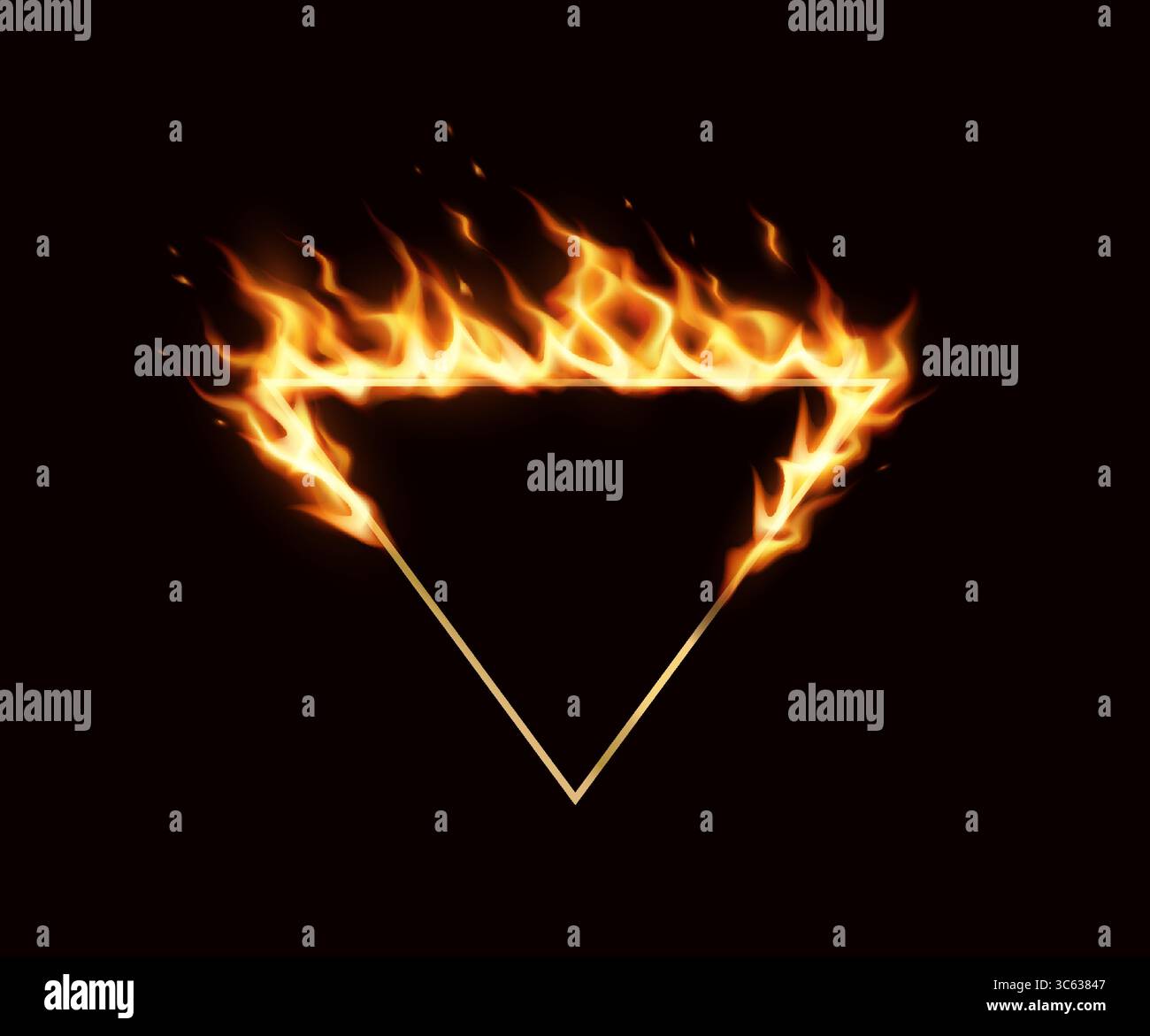 Illustration of an inverted triangle highlighted with blazing flames on ...