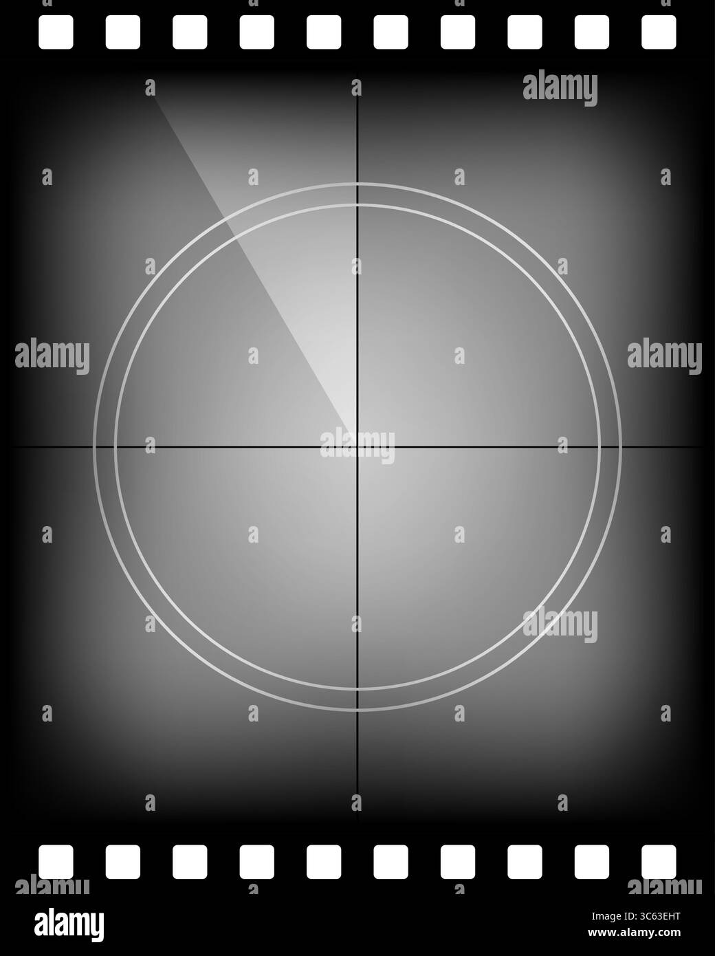 Old cinema countdown screen in 3x4 aspect ratio. Vintage film leader ...