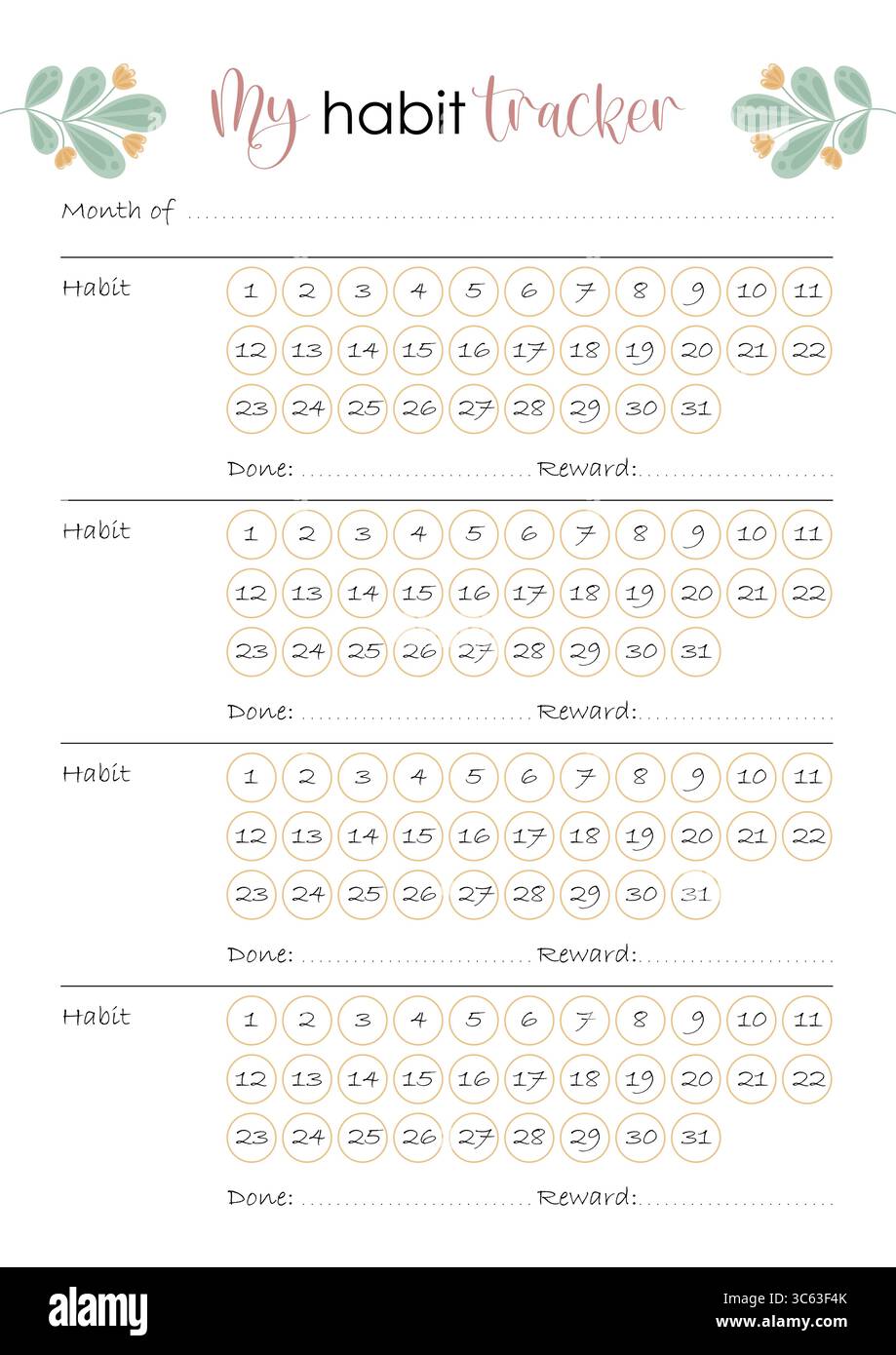 Monthly Habit Tracker Page. Soft Pastel Design for Journaling and ...