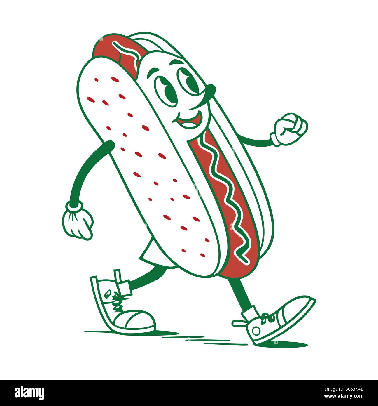 Retro Hot Dog Mascot Illustrations – Vintage Cartoon Style Characters ...