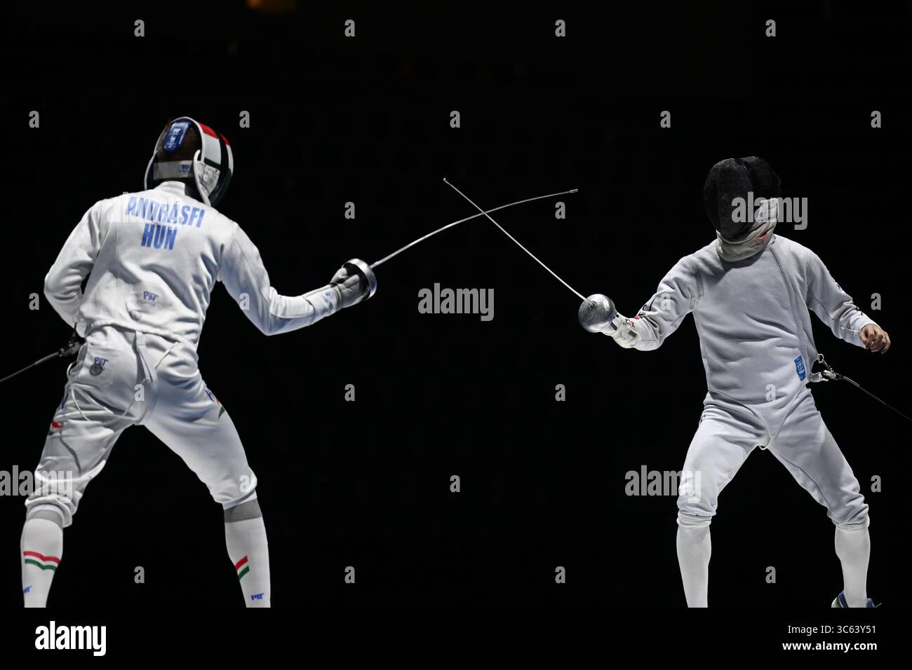 Japan's Akira Komata (R) fights against Hungary's Tibor Andrasfi during ...