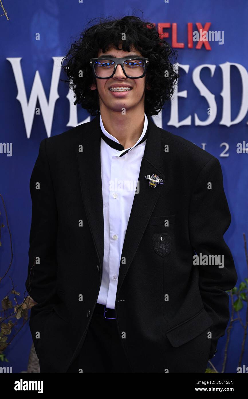 Moosa Mostafa arriving at the global premiere of Wednesday Season 2 in ...