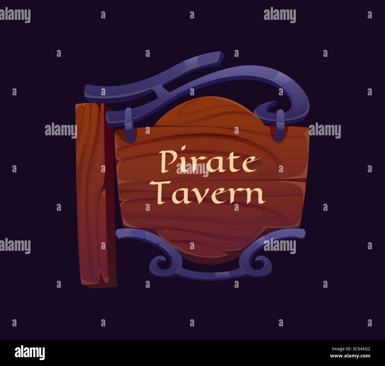 Cartoon pirate icon of tavern sign board for corsair and sailor ...